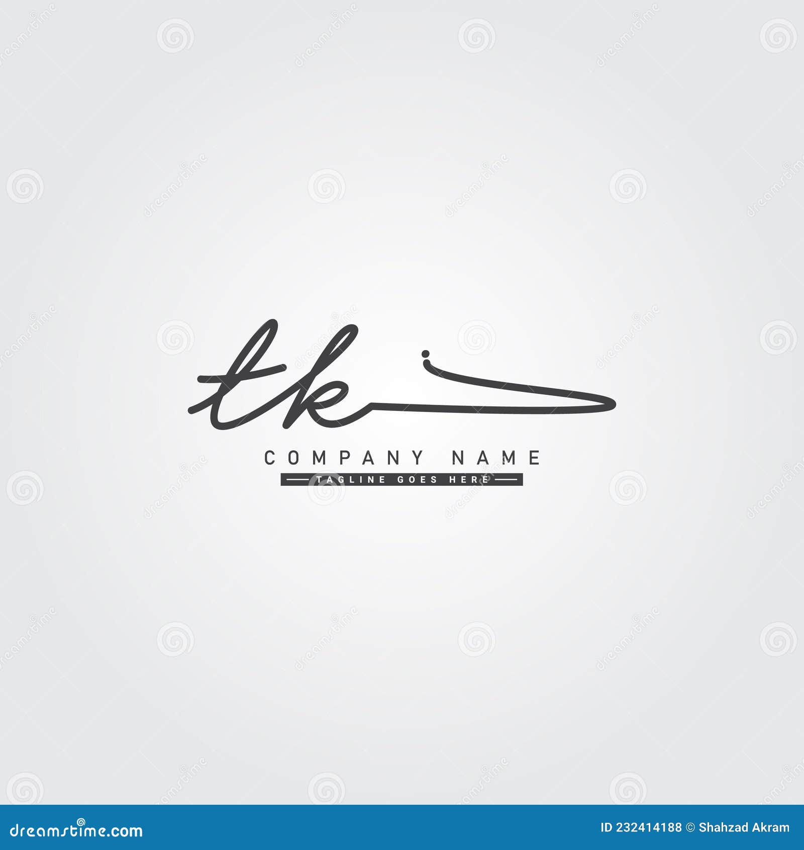 Initial Letter TK Logo - Handwritten Signature Logo Stock Vector ...