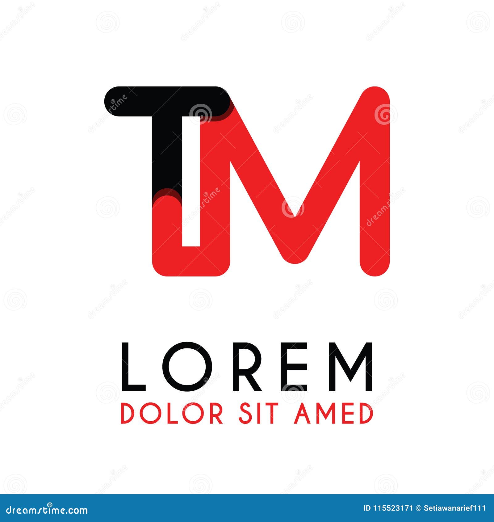 Initial Letter TM with Red Black and Has Rounded Corners Stock Vector ...