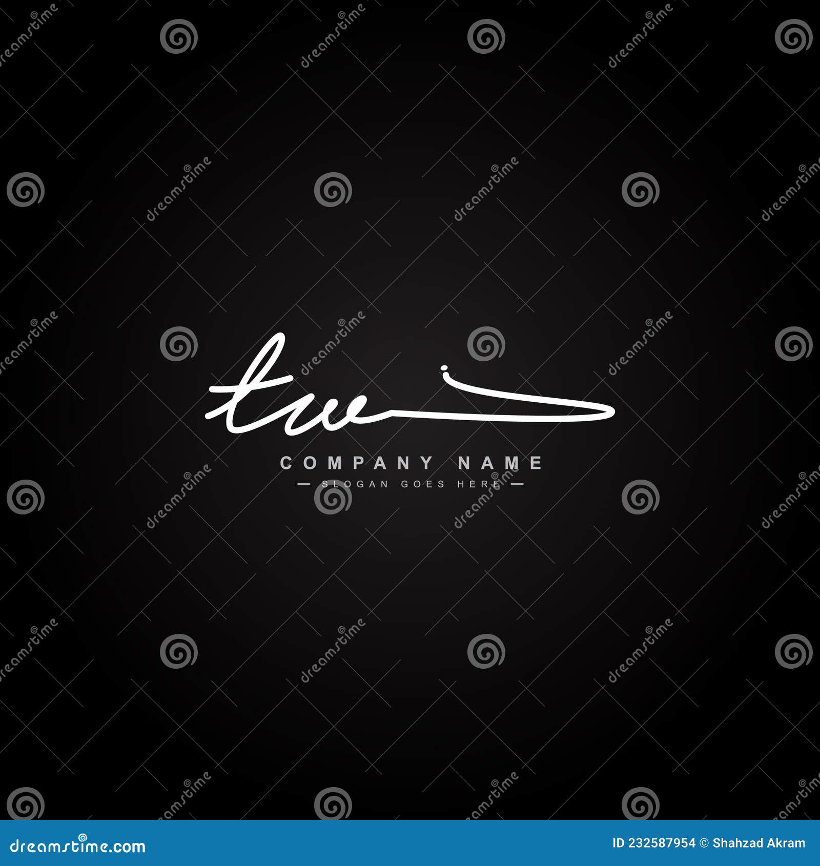 Initial Letter TW Logo - Hand Drawn Signature Logo Stock Vector ...