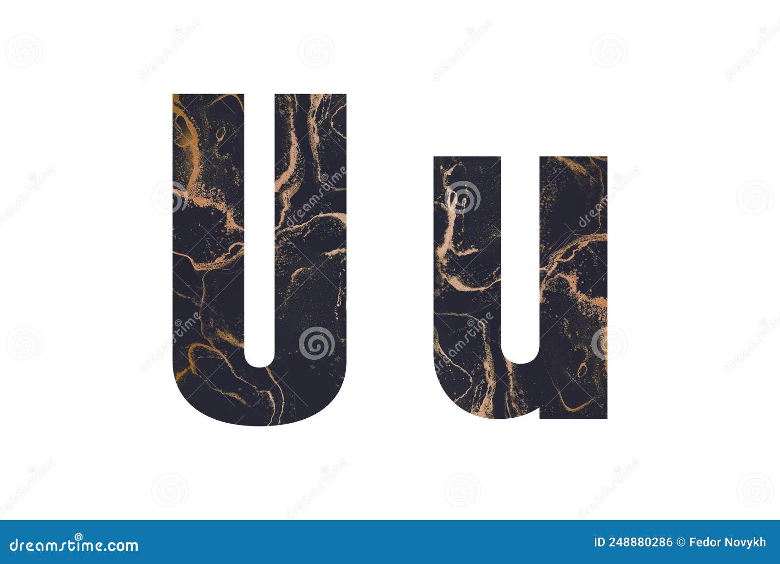Initial Letter U with Abstract Hand-painted Alcohol Ink Texture Stock ...