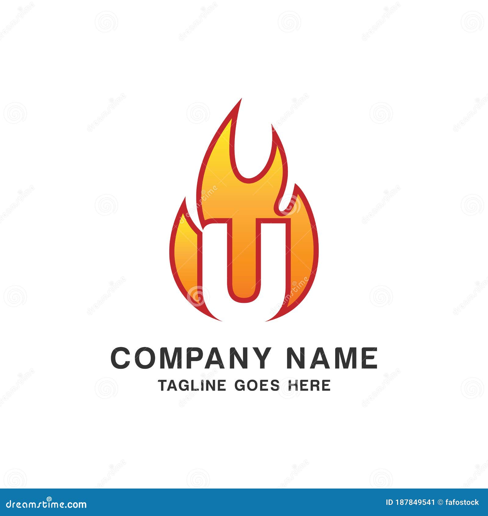 Initial Letter U with Flame Fire Logo Design Template Stock Vector ...