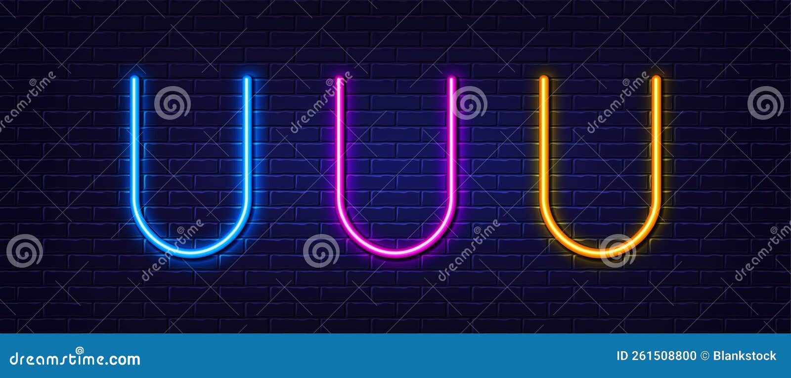 Initial Letter U Icon. Line Typography Character Sign. Neon Light Line ...
