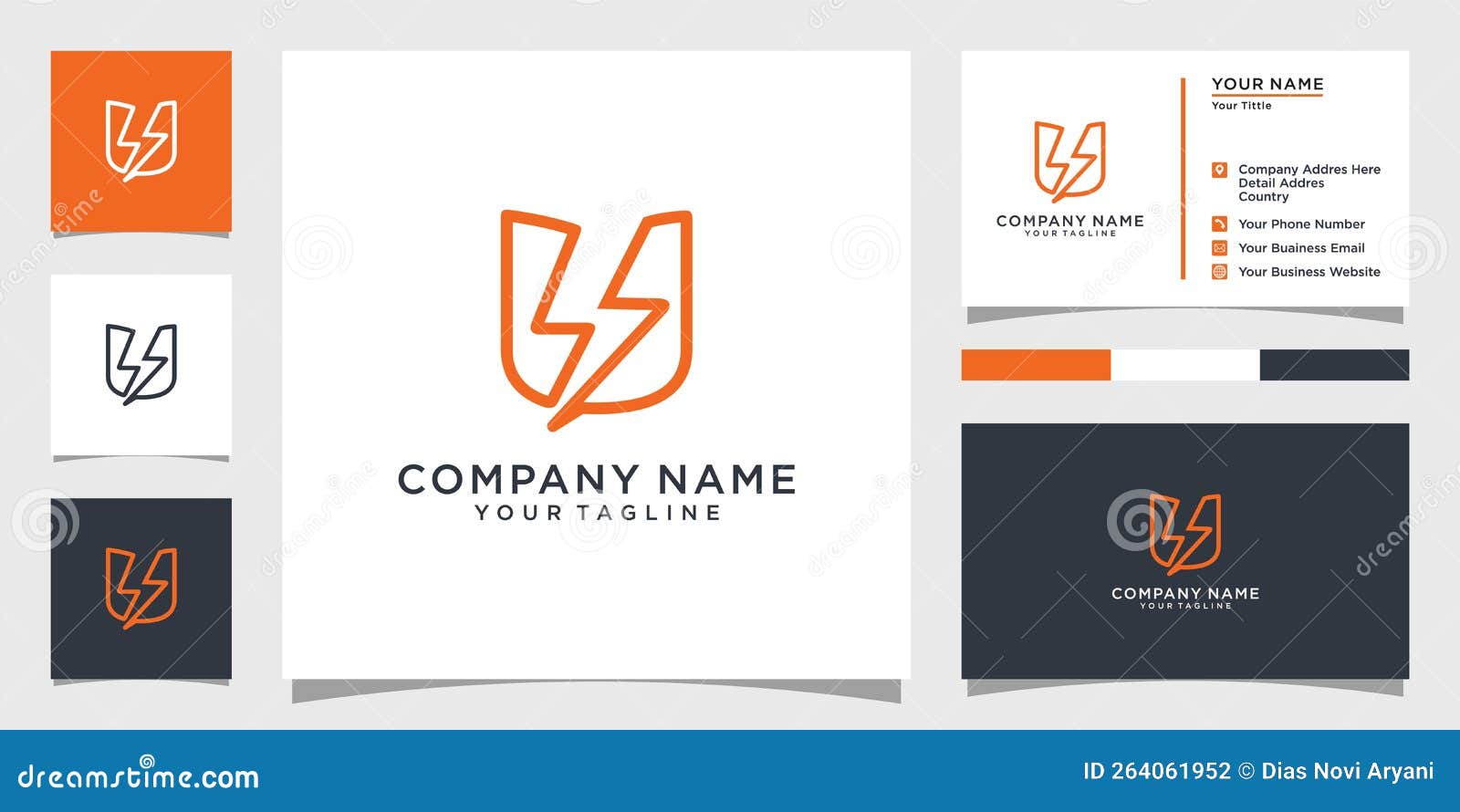 Initial Letter U with Lightning Bolt Logo Vector Design Stock Vector ...