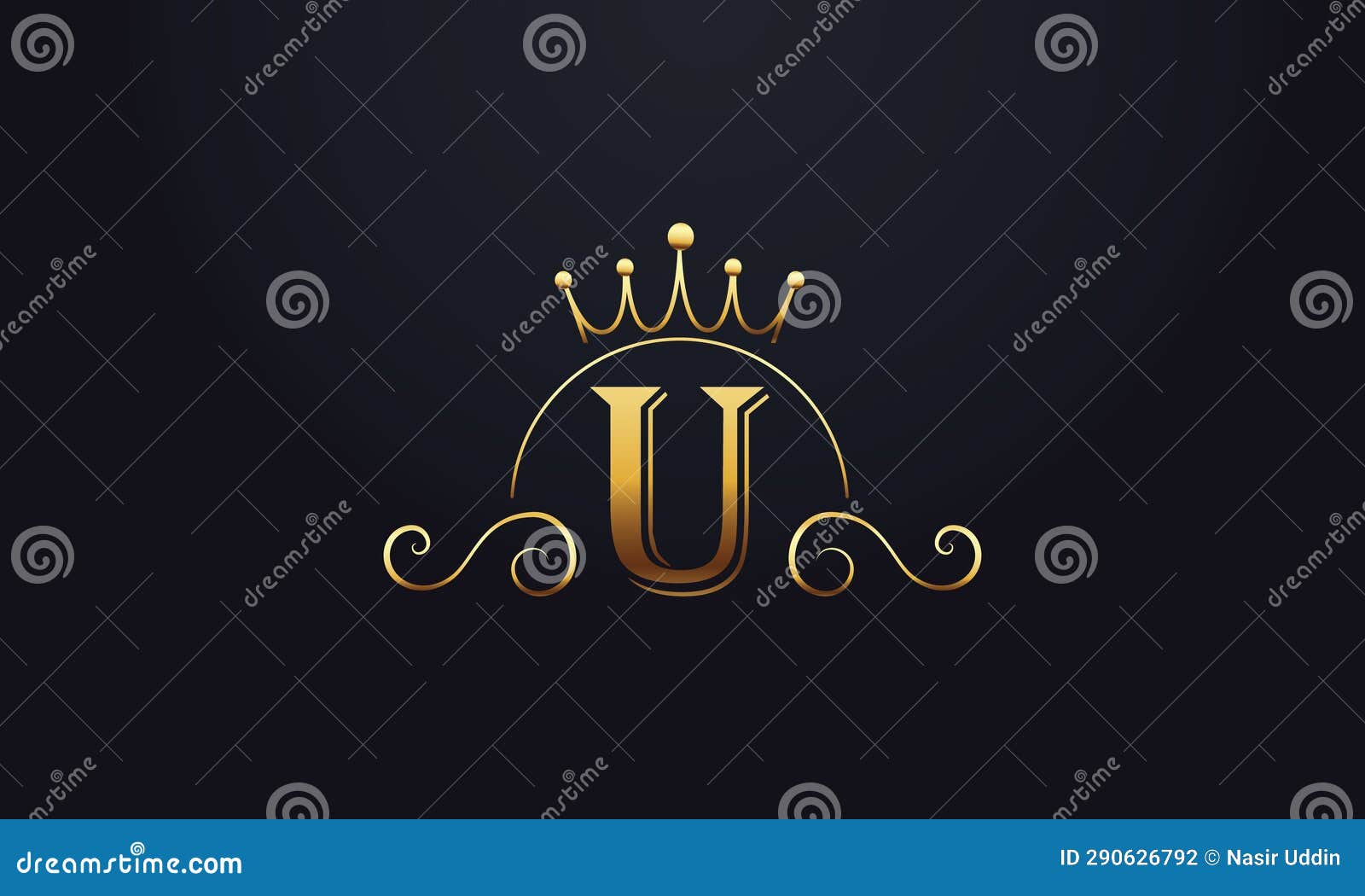 Initial Letter U Logo Design with King Crown Icon. Luxury Letter ...
