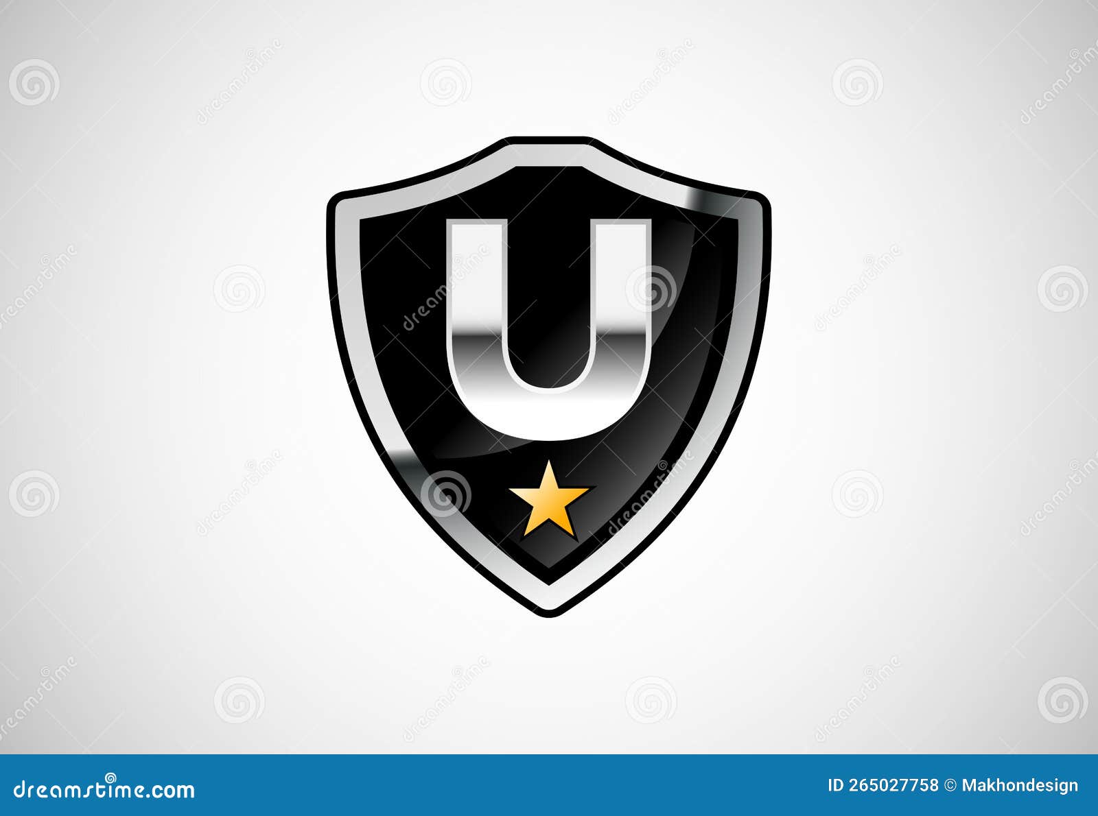 Initial Letter U with Shield Icon Logo Design Vector Illustration ...