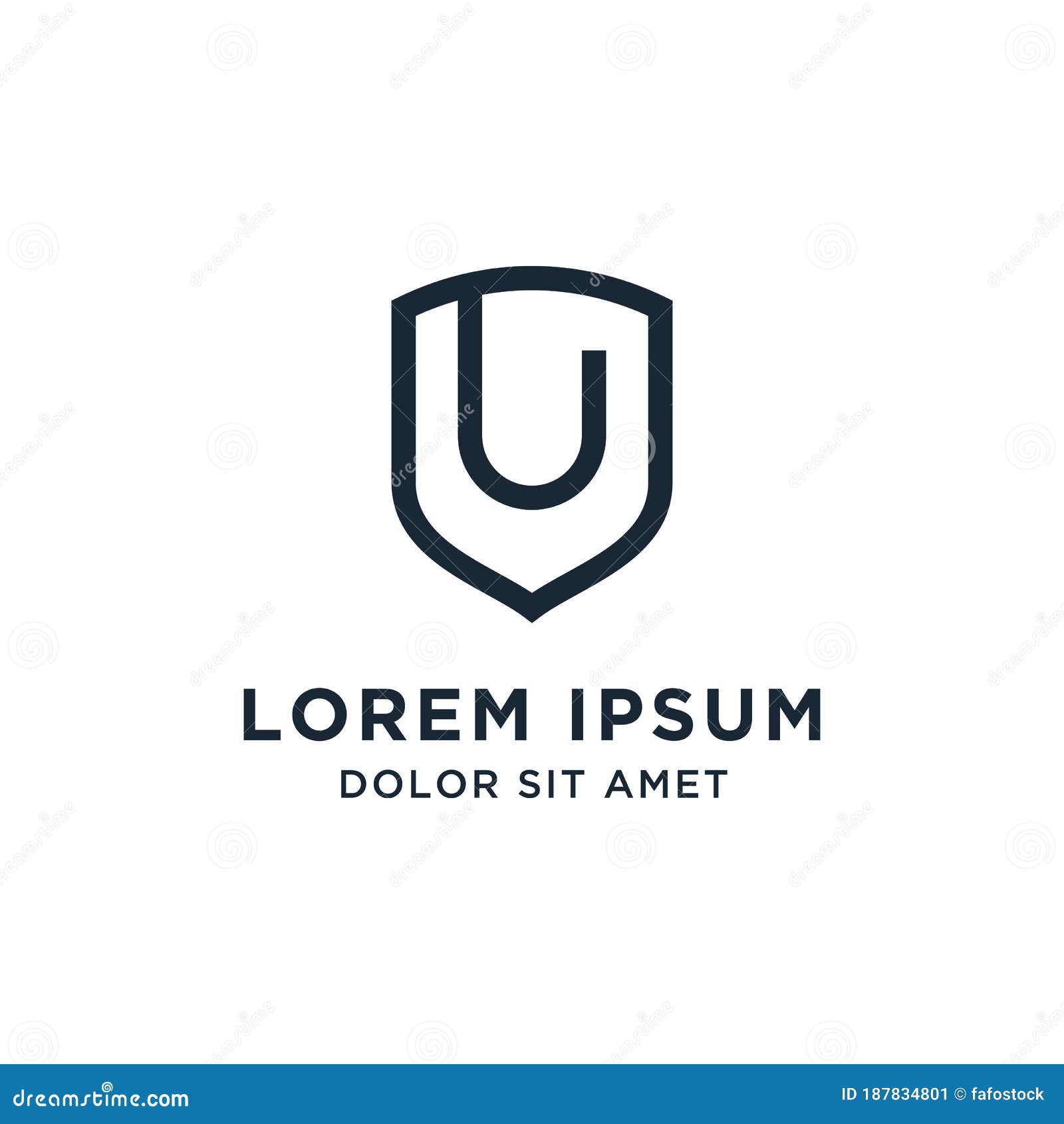 Initial Letter U with Shield Logo Vector Design Template Stock Vector ...