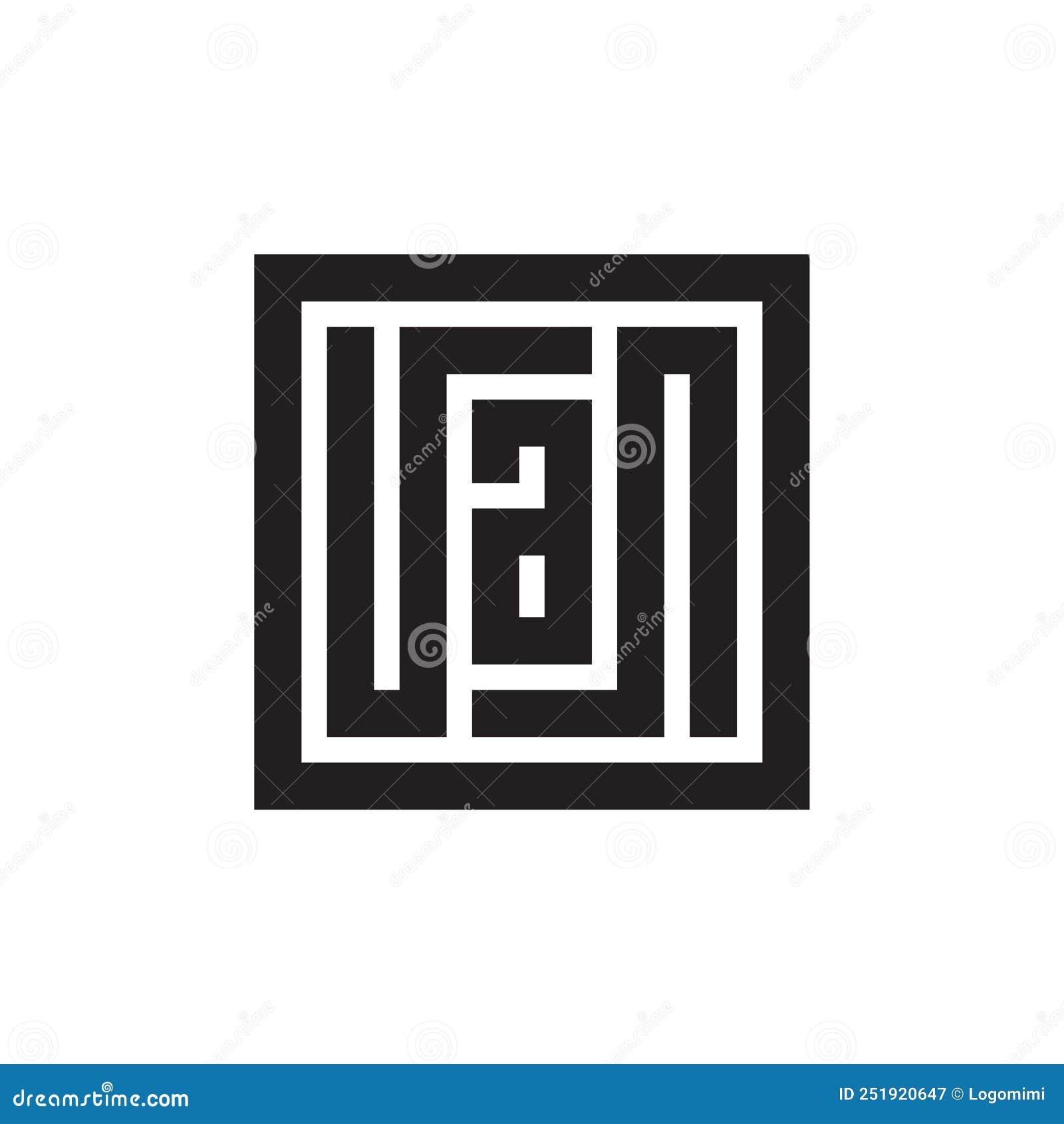 Initial Letter UAN Logo Design, Square Shape Monogram Logo - Vector ...