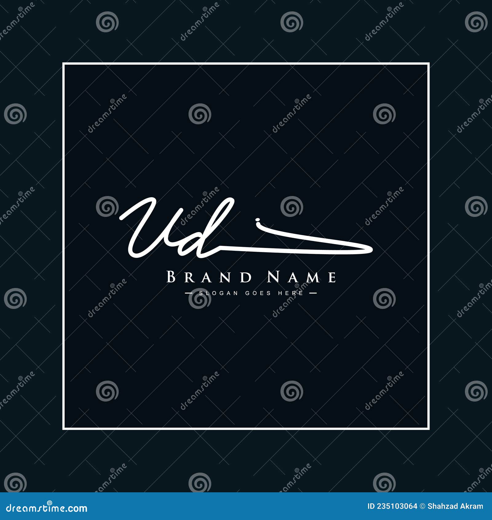 Initial Letter UD Logo - Handwritten Signature Logo Stock Vector ...
