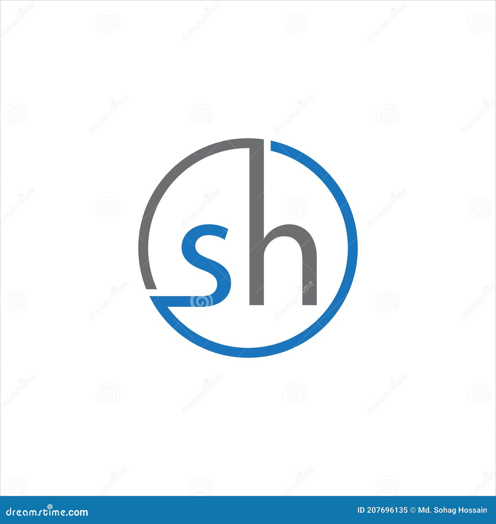 Initial Letter Unique SH Logo Vector Design Stock Vector - Illustration ...