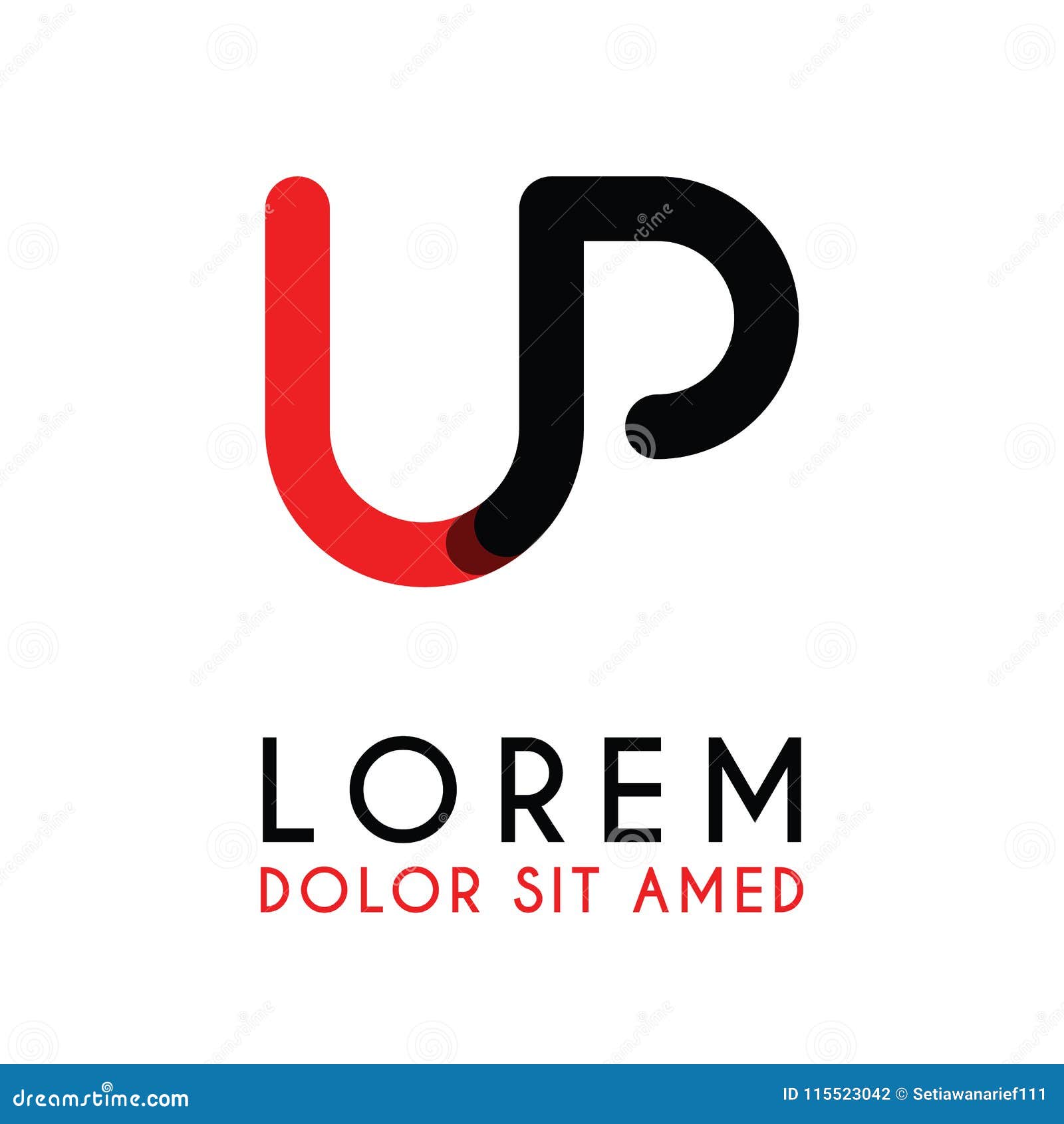 Initial Letter UP with Red Black and Has Rounded Corners Stock Vector ...