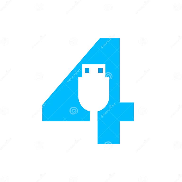 Initial Letter 4 USB Symbol Design. Computer Connection USB Cable Icon ...
