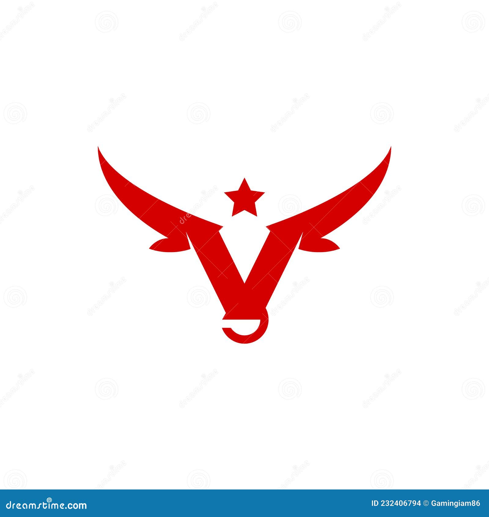 Letter V Bull with Star Logo Design Stock Vector - Illustration of ...