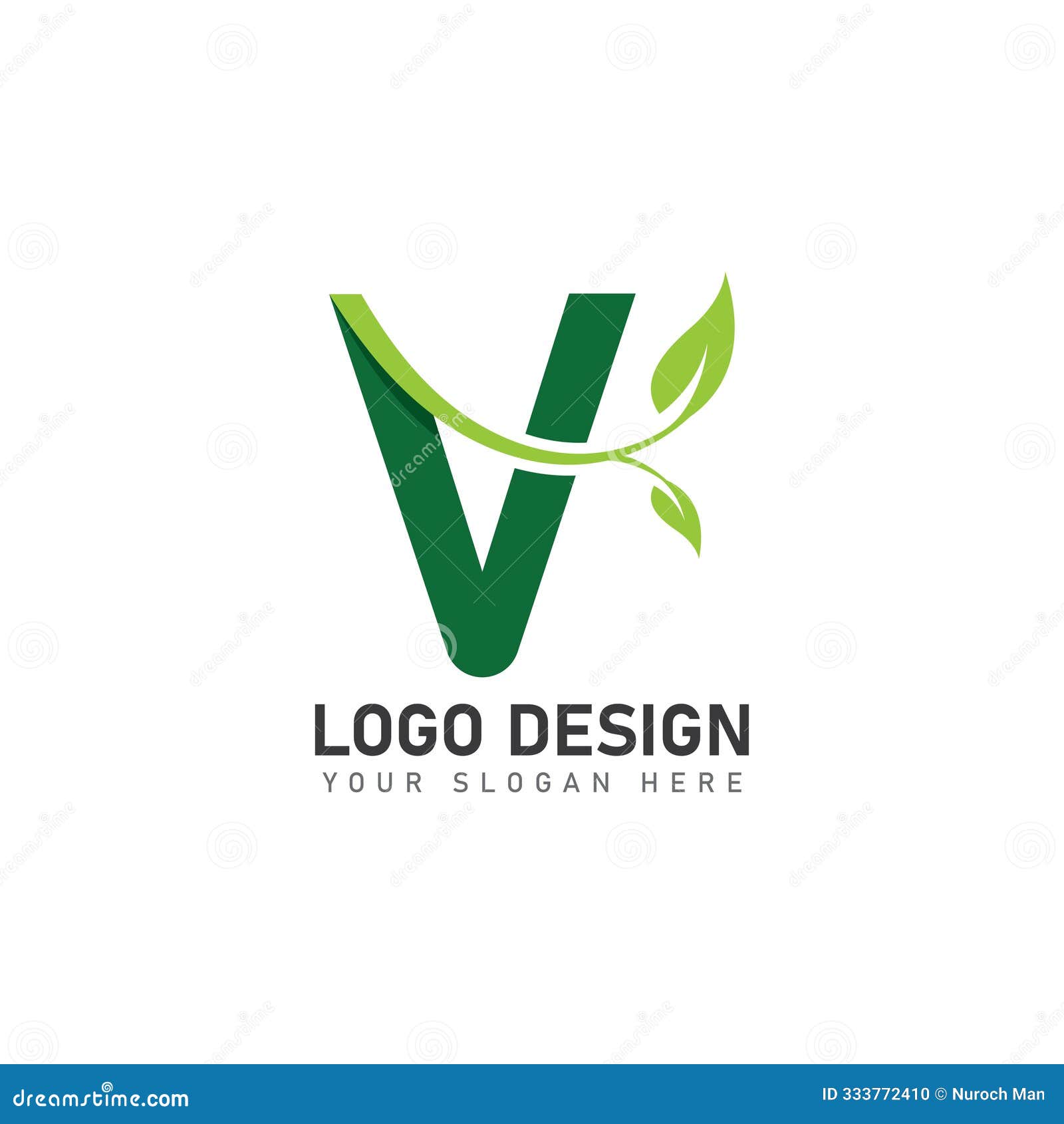 Initial Letter V with Leaf Logo Design Vector Icon Stock Illustration ...
