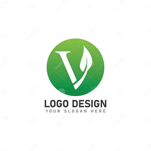Initial Letter V with Leaf Logo Design Vector Icon Stock Illustration ...