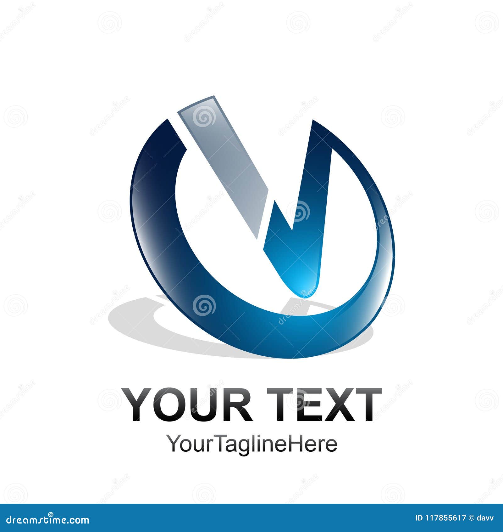 Initial Letter V Logo Template Colored Blue Silver Circle Design Stock ...