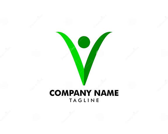 Initial Letter V People Logo Template Stock Vector - Illustration of ...
