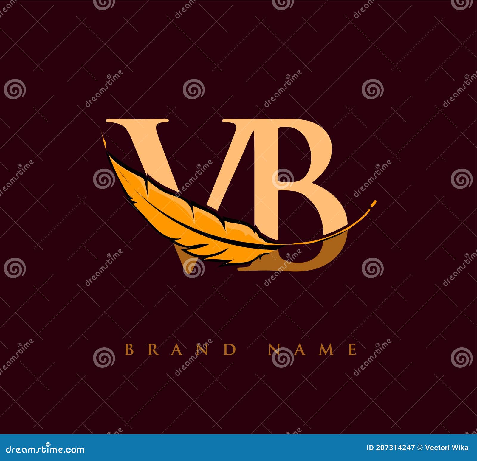 Initial Letter VB Logo with Feather Company Name, Simple and Clean ...