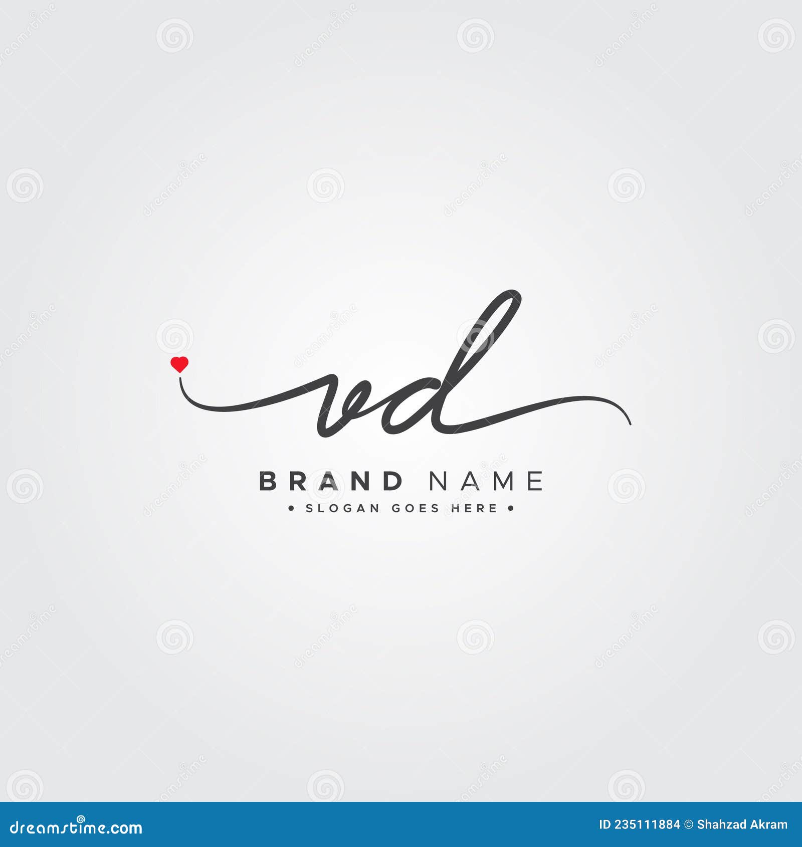 Initial Letter VD Logo - Hand Drawn Signature Style Logo Stock Vector ...