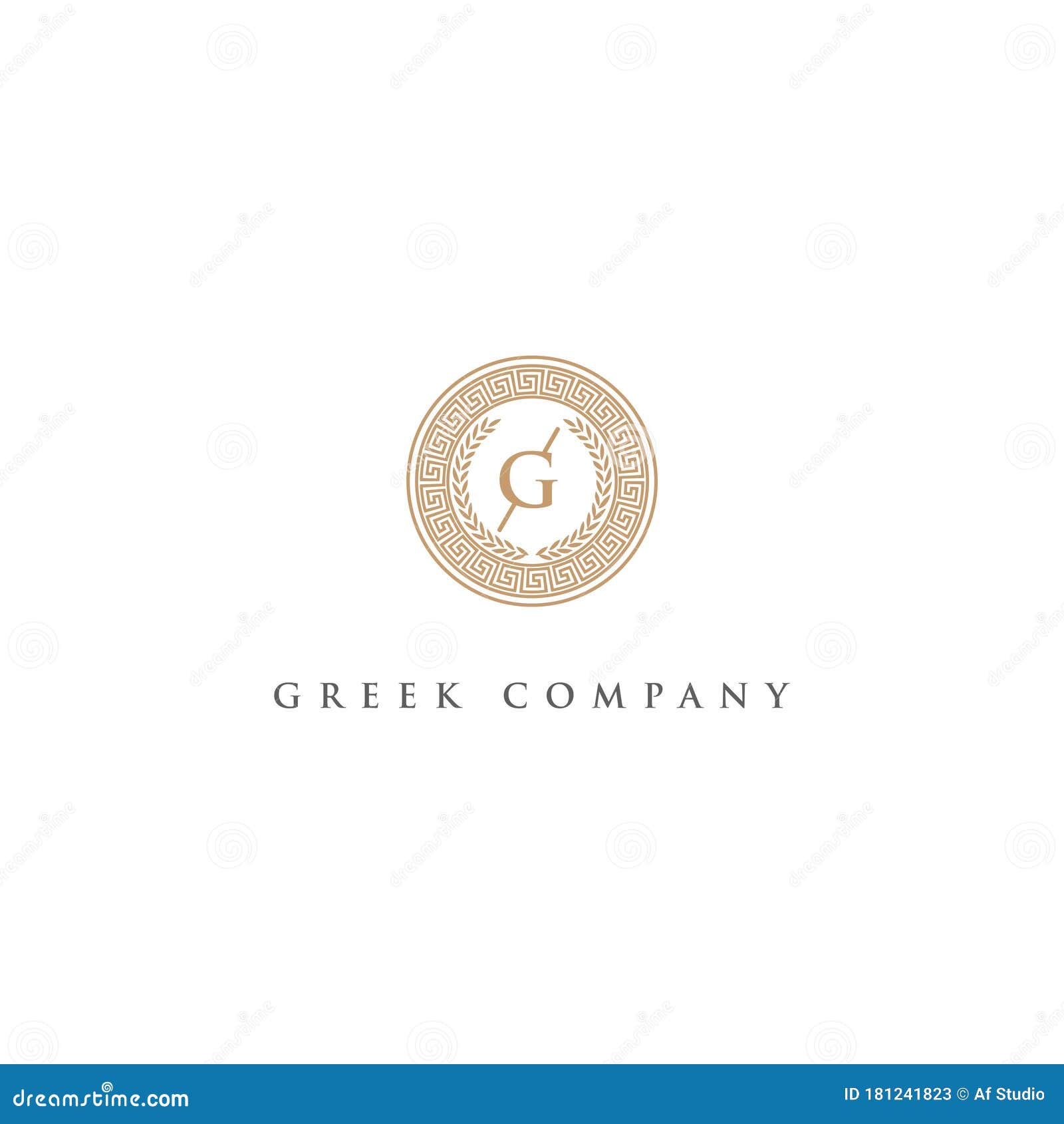 Initial Letter Vector Logo Design with Ancient Greek Circle Border ...