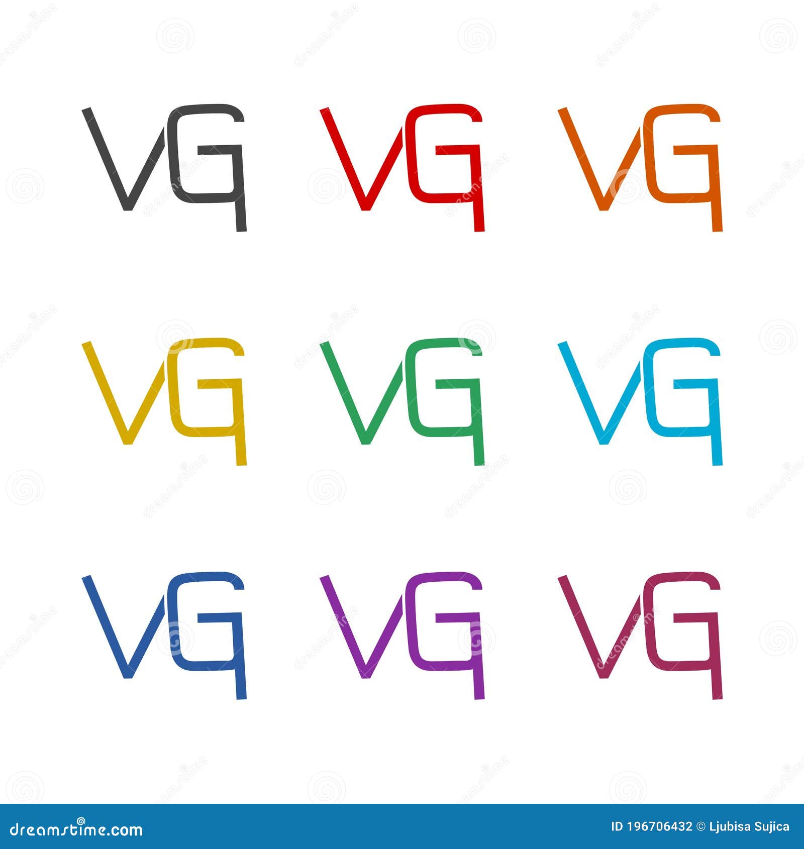 Initial Letter VG Logo, Color Set Stock Vector - Illustration of ...