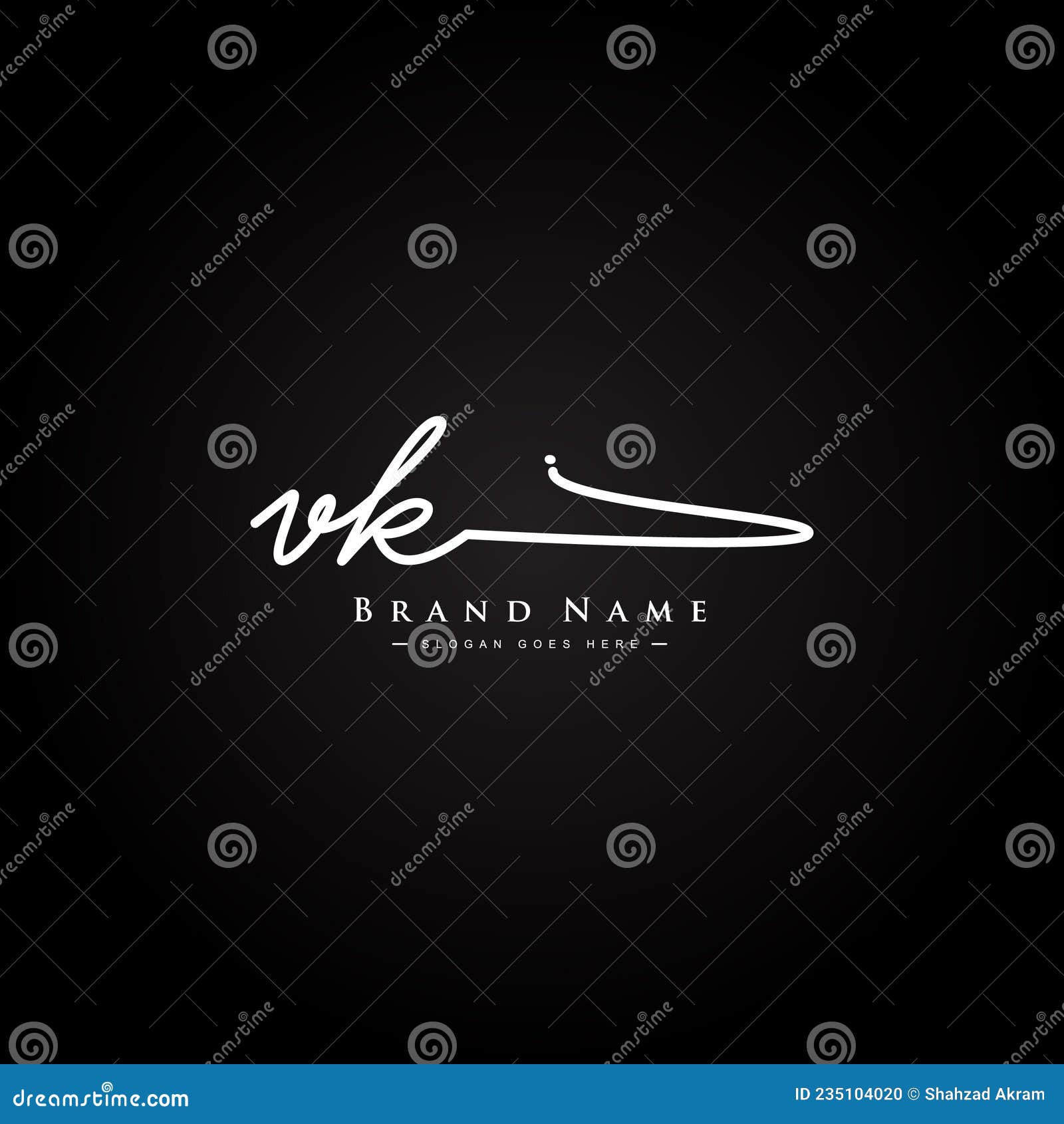 Initial Letter VK Logo - Handwritten Signature Logo Stock Vector ...