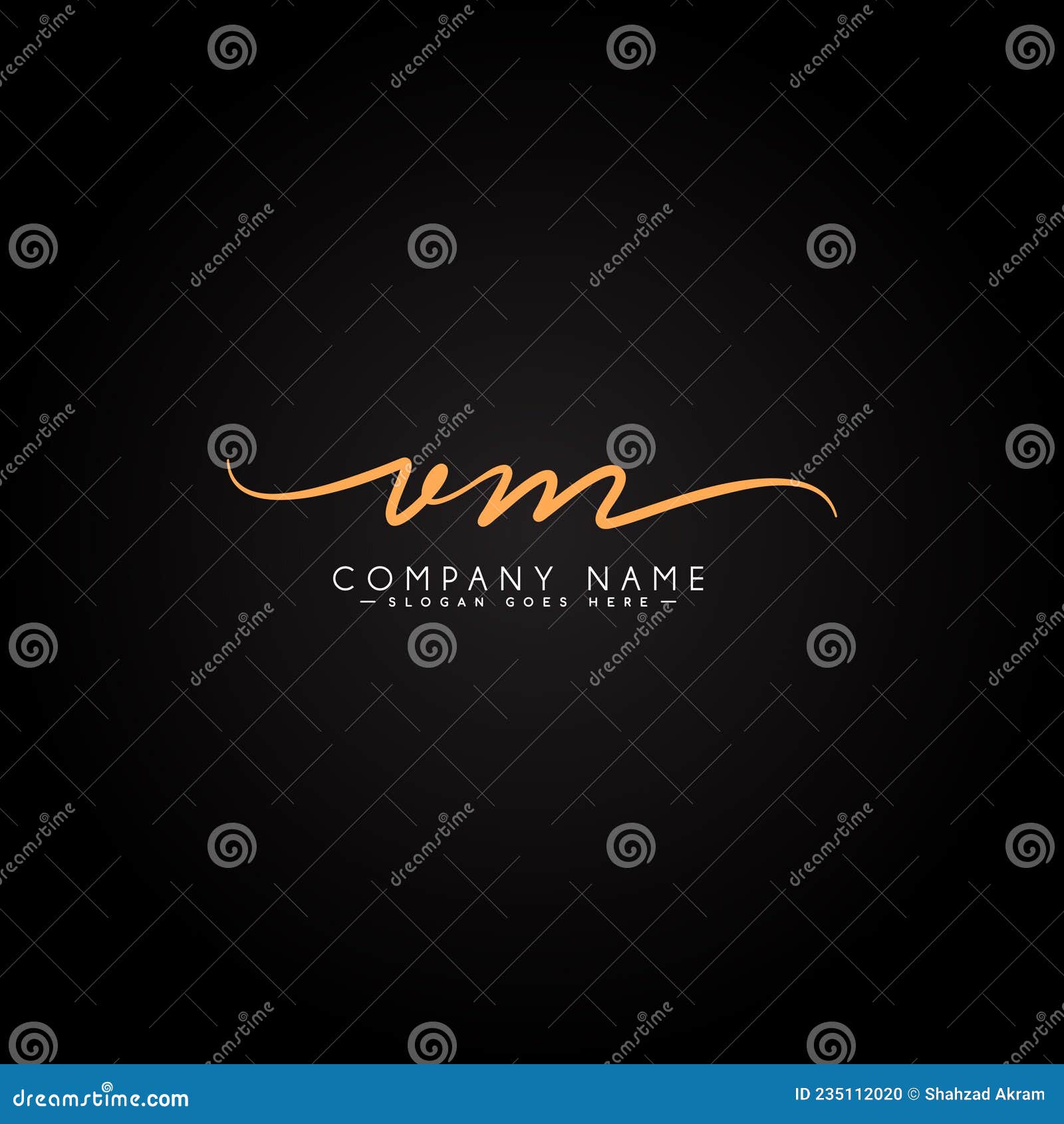 Initial Letter VM Logo - Handwritten Signature Style Logo Stock Vector ...