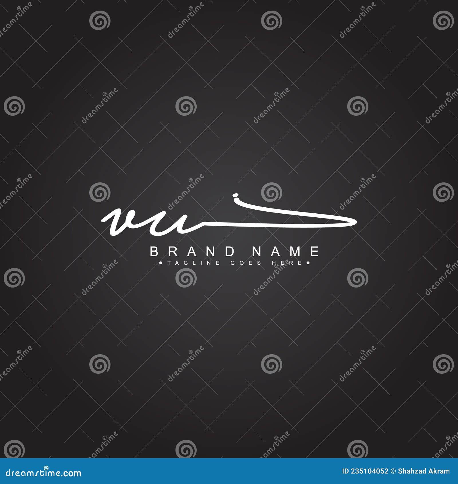 Initial Letter VU Logo - Hand Drawn Signature Style Logo Stock Vector ...