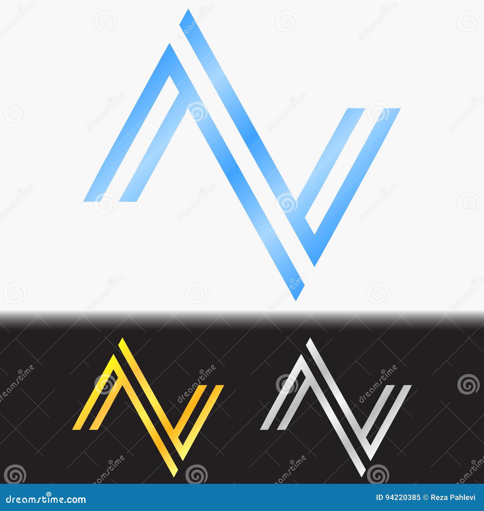 Initial Letter VV Premium Blue Metallic Rotated Lowercase Logo Template ...