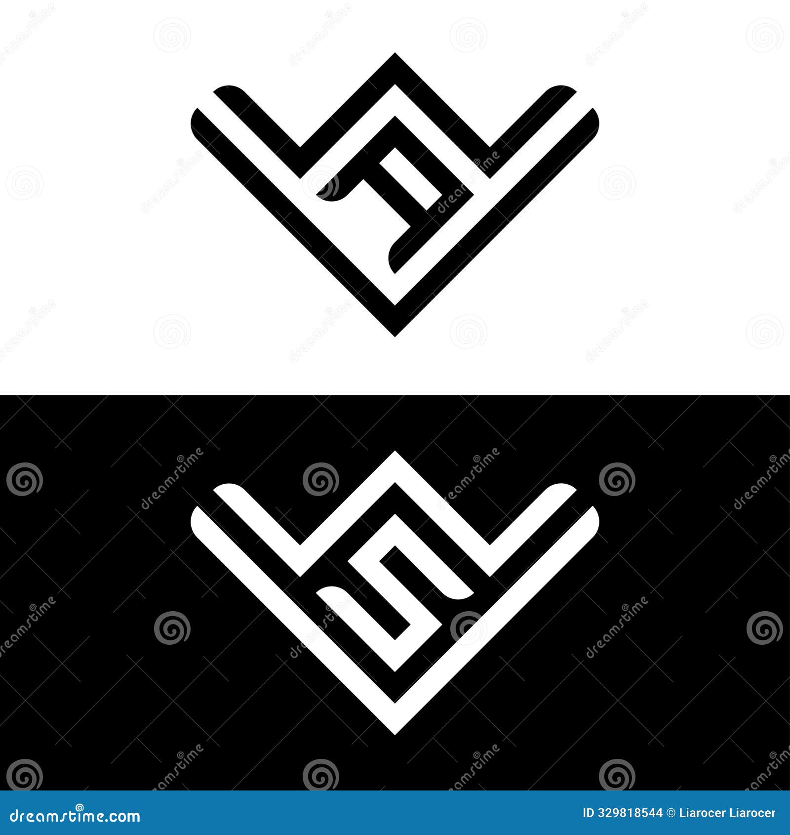 Initial Letter VWA and VWZ Logo Vector Black White Color Stock Vector ...