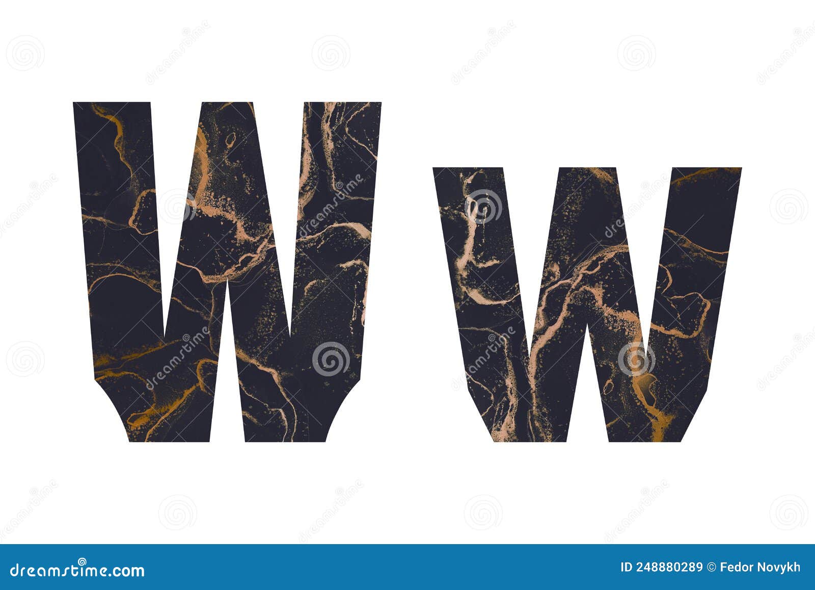 Initial Letter W with Abstract Hand-painted Alcohol Ink Texture Stock ...