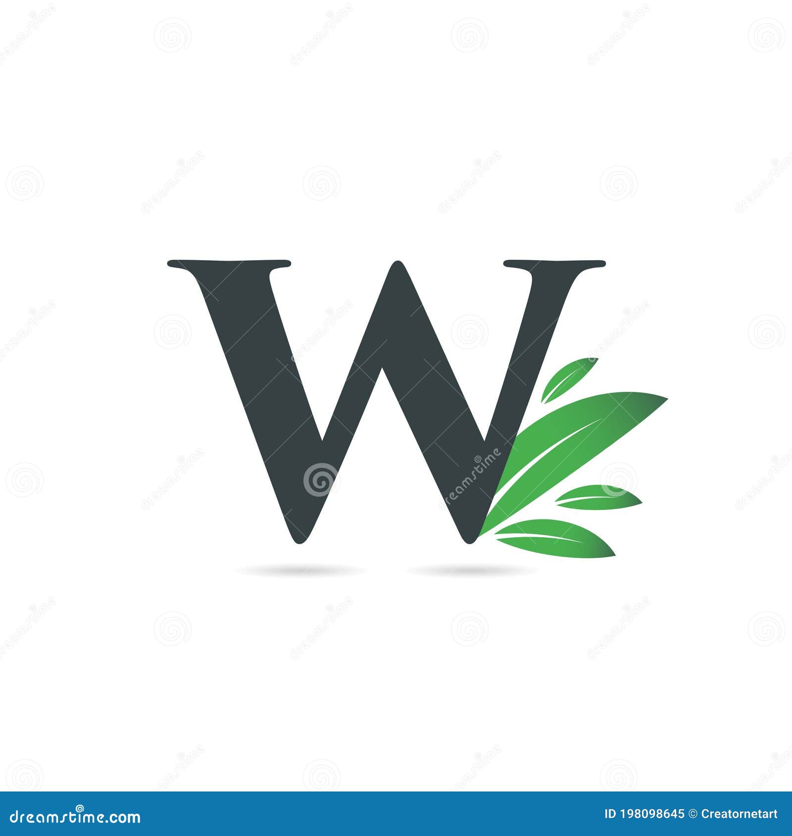 Initial Letter W Leaf Logo stock vector. Illustration of leaf - 198098645
