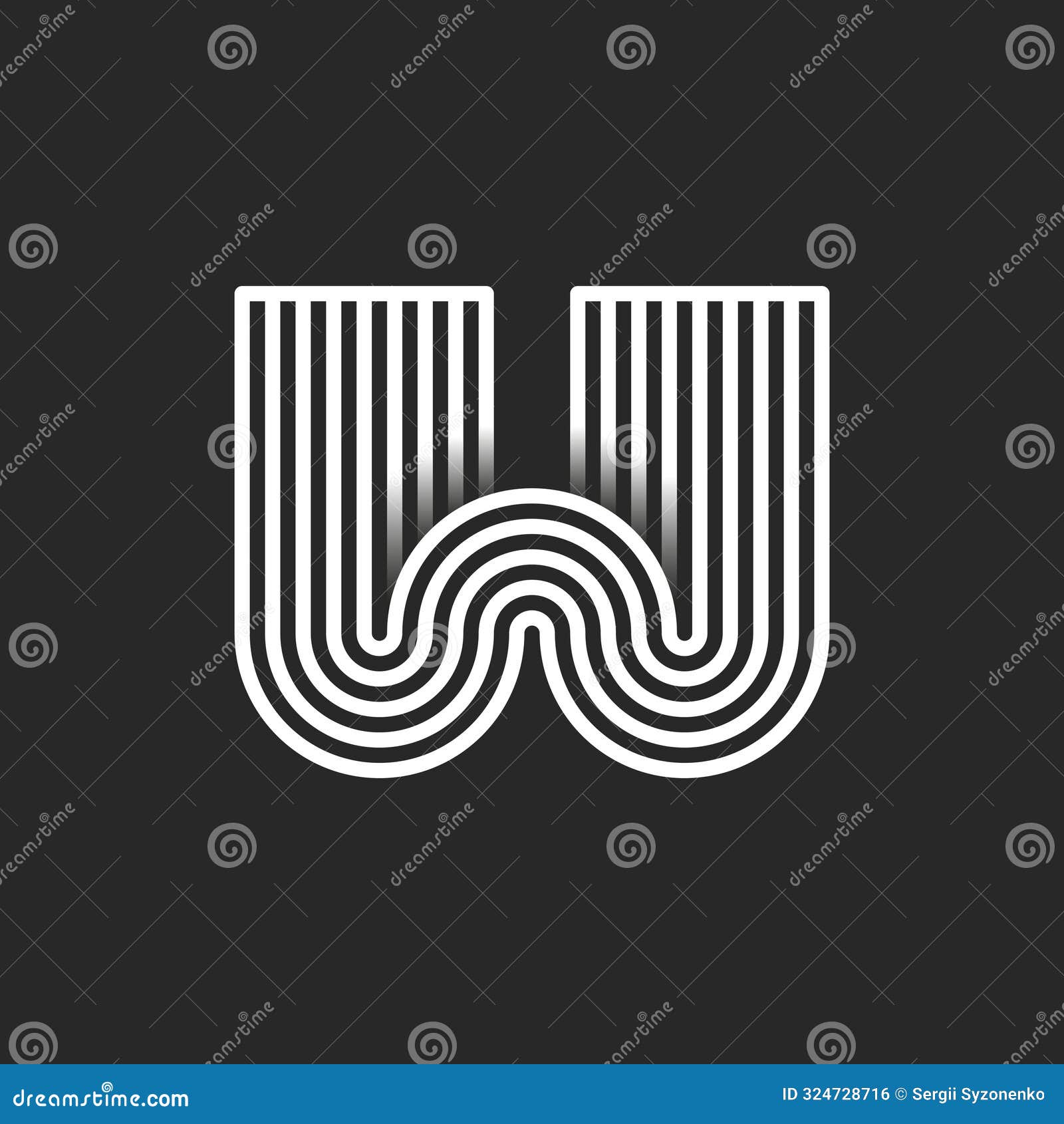 Initial Letter W Monogram Logo Rounded Wave Shape Design, Smooth Thin ...