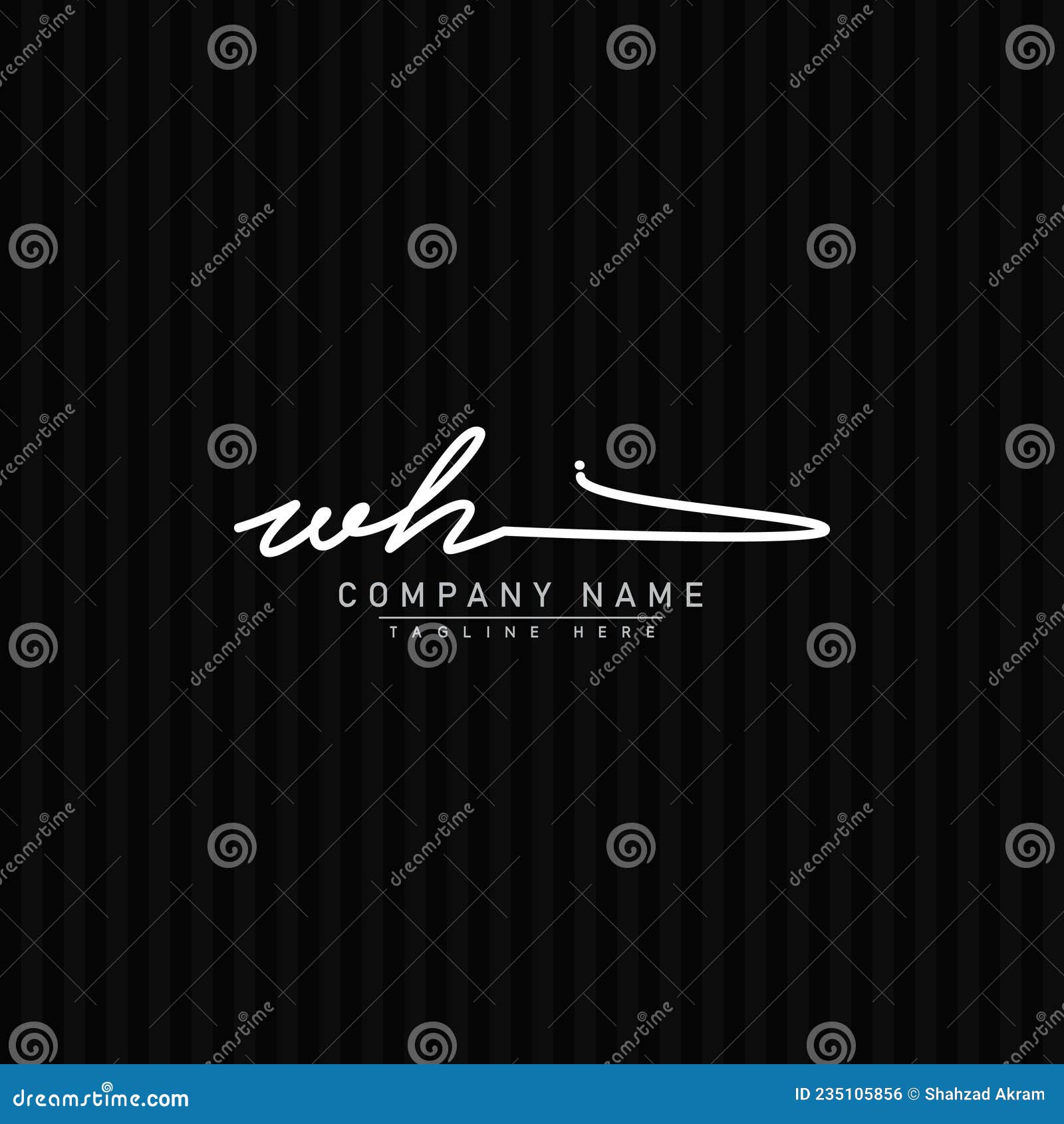 Initial Letter WH Logo - Hand Drawn Signature Logo Stock Vector ...