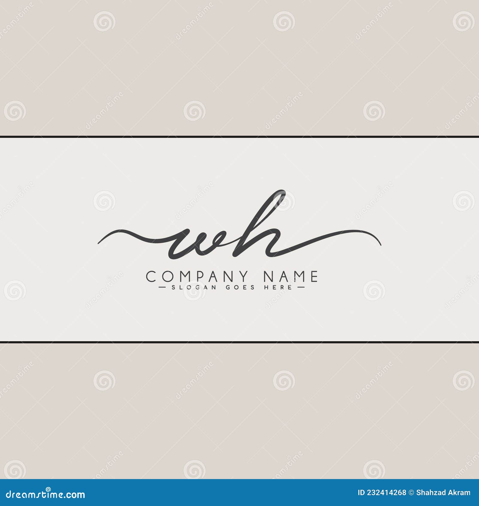 Initial Letter WH Logo - Handwritten Signature Logo Stock Vector ...