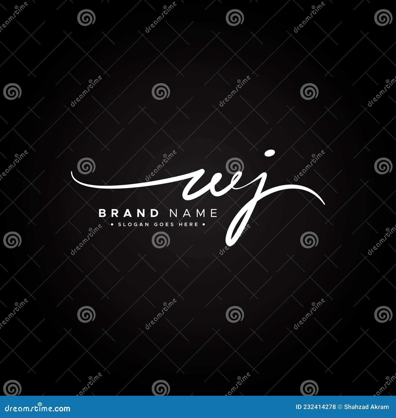 Initial Letter WJ Logo - Handwritten Signature Logo Stock Vector ...