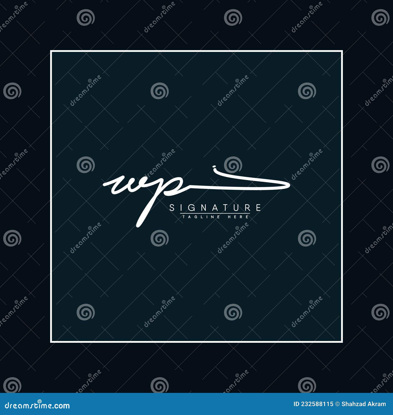 Initial Letter WP Logo - Handwritten Signature Logo Stock Vector ...