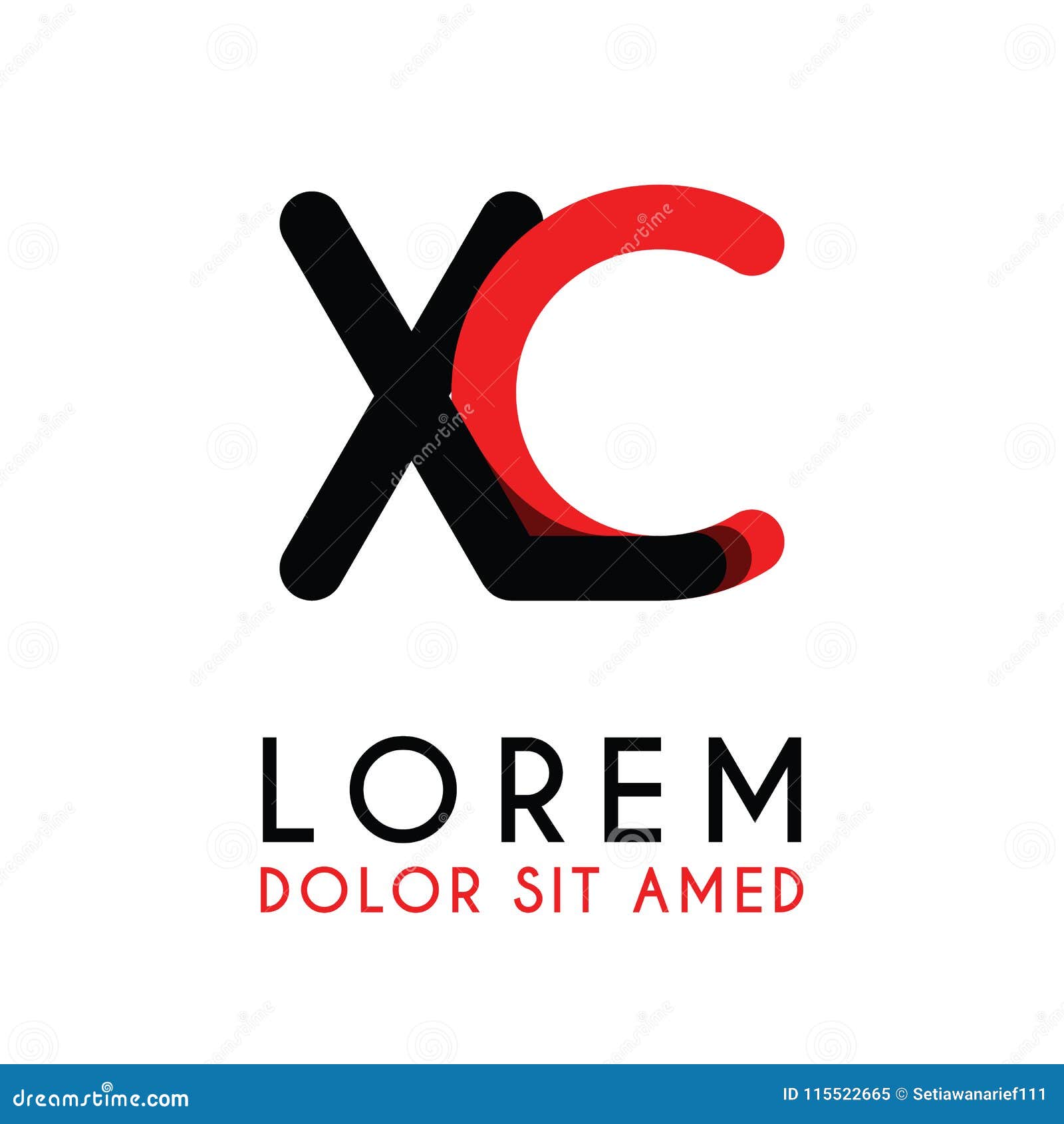 Initial Letter XC with Red Black and Has Rounded Corners Stock Vector ...