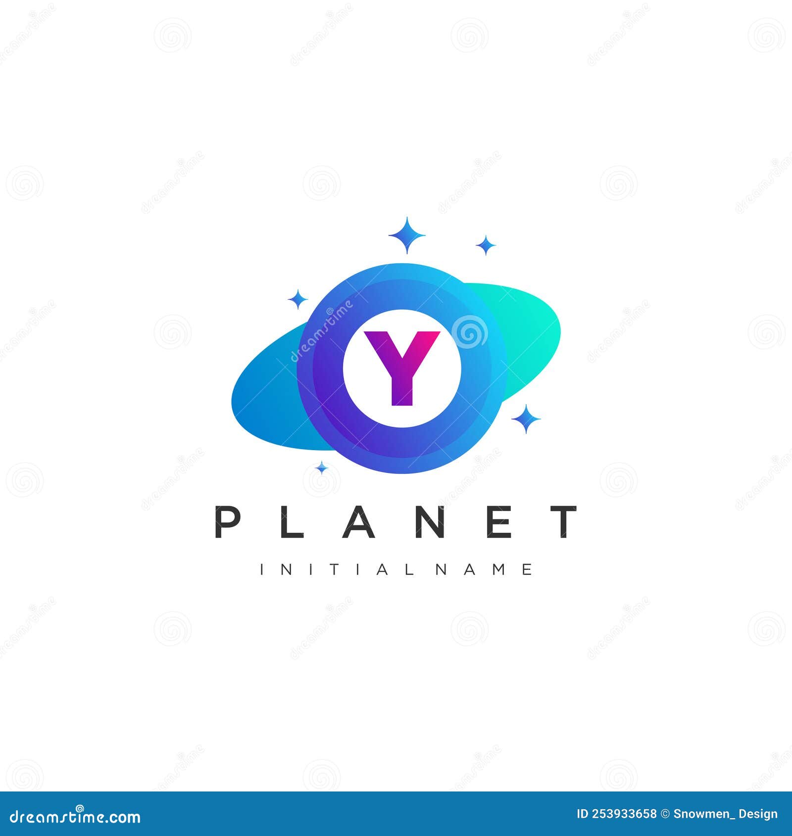 Initial Letter Y Circle with Orbit for Planet Stock Vector ...