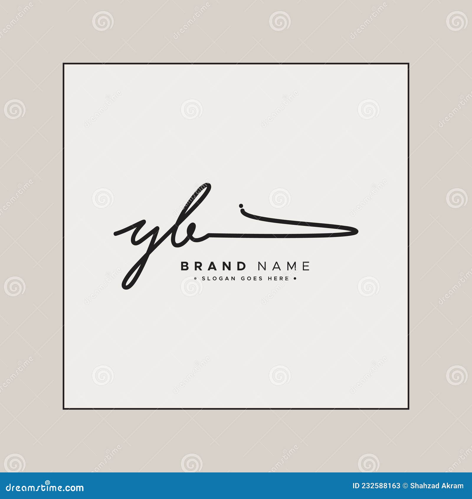Initial Letter YB Logo - Hand Drawn Signature Logo Stock Vector ...