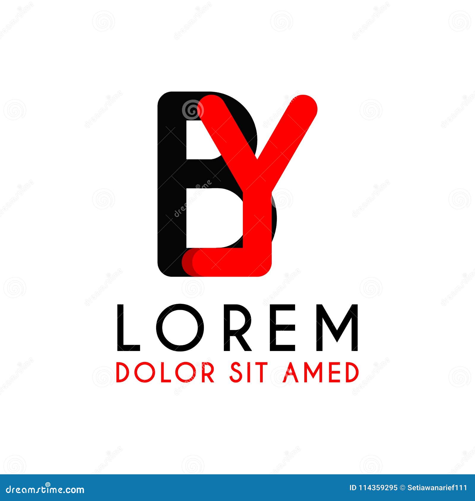 Initial Letter YB with Red Black and Has Rounded Corners Stock Vector ...