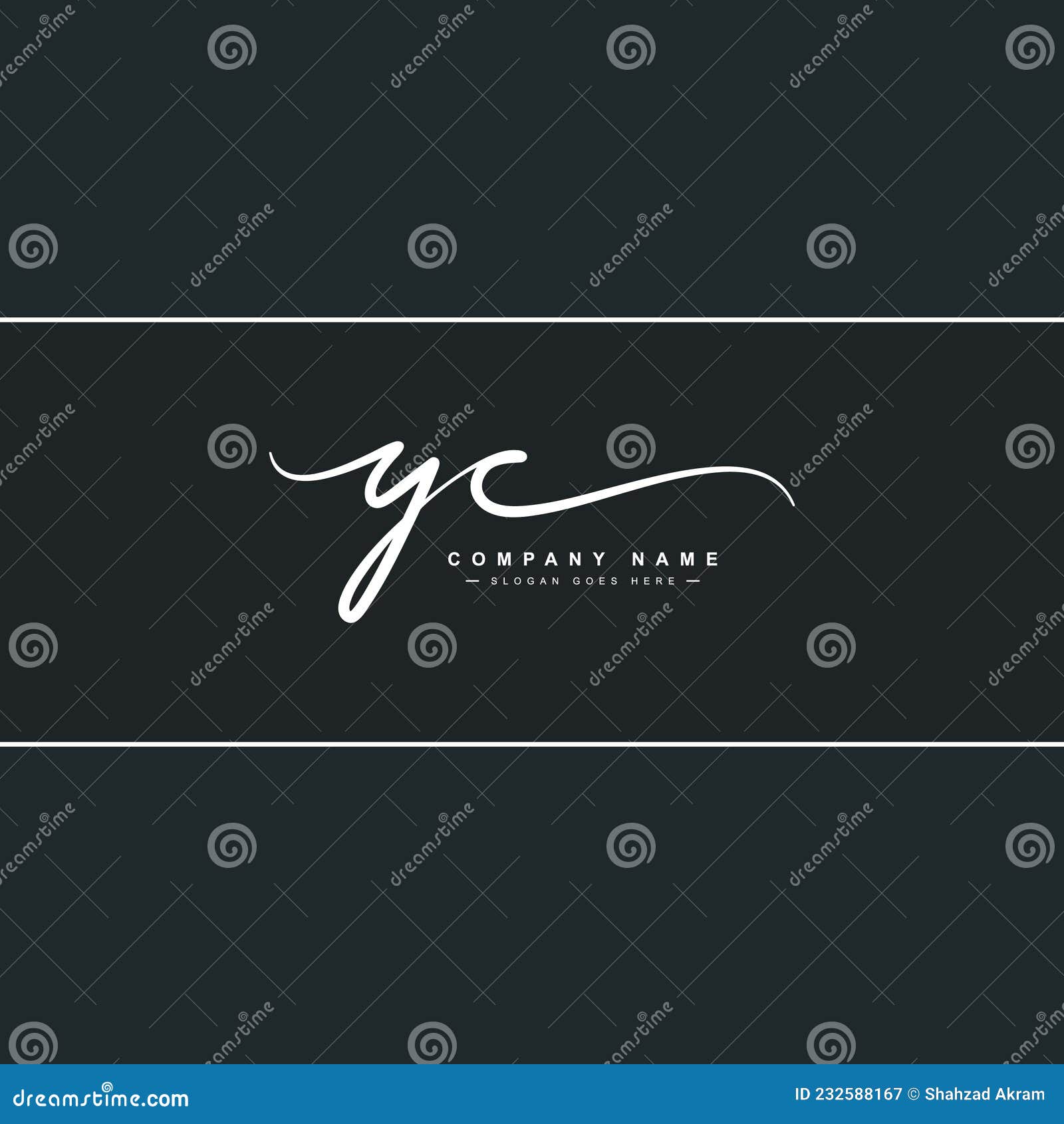 Initial Letter YC Logo - Handwritten Signature Style Logo Stock Vector ...