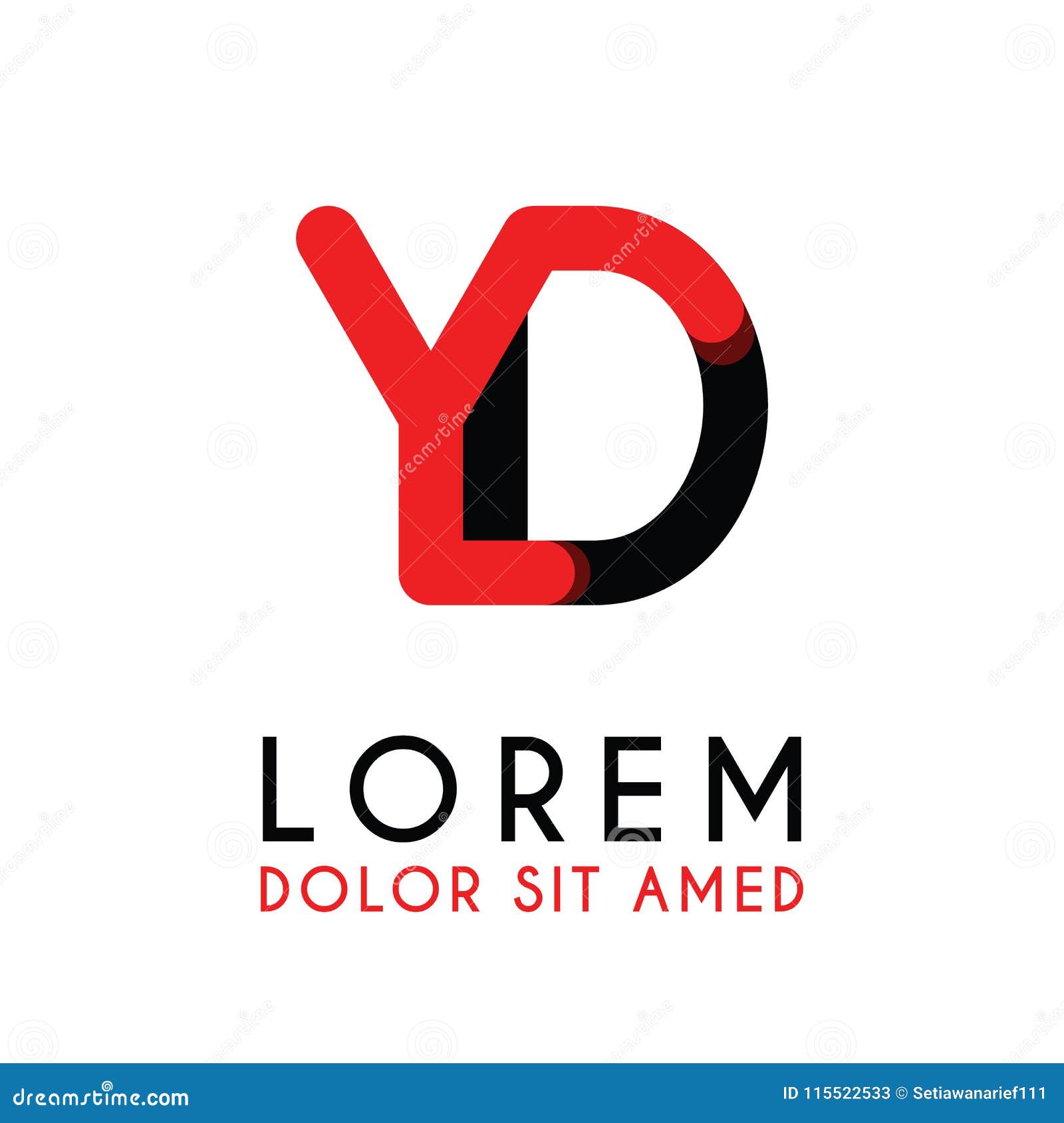 Initial Letter YD with Red Black and Has Rounded Corners Stock Vector ...