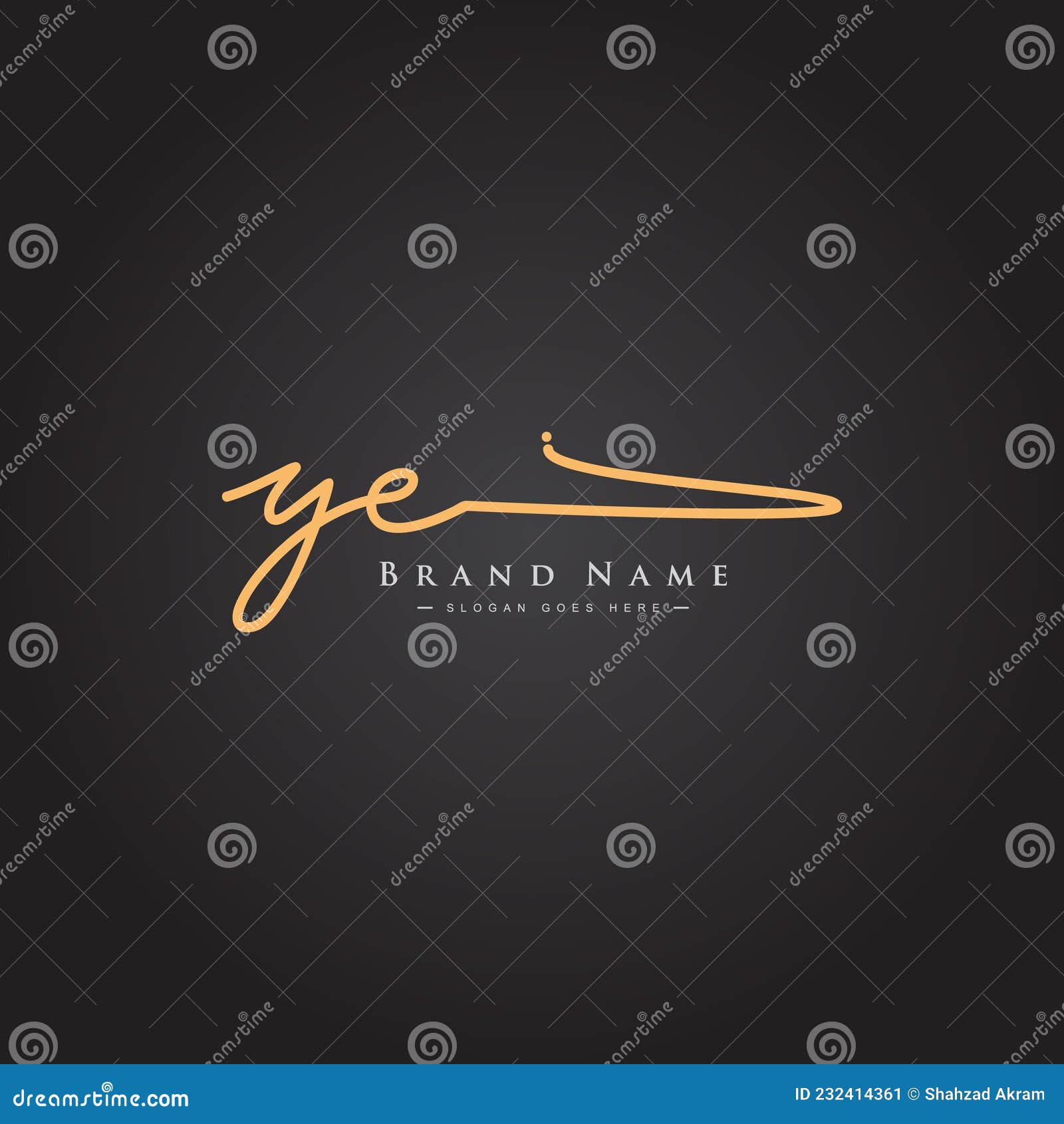 Initial Letter YE Logo - Hand Drawn Signature Style Logo Stock Vector ...
