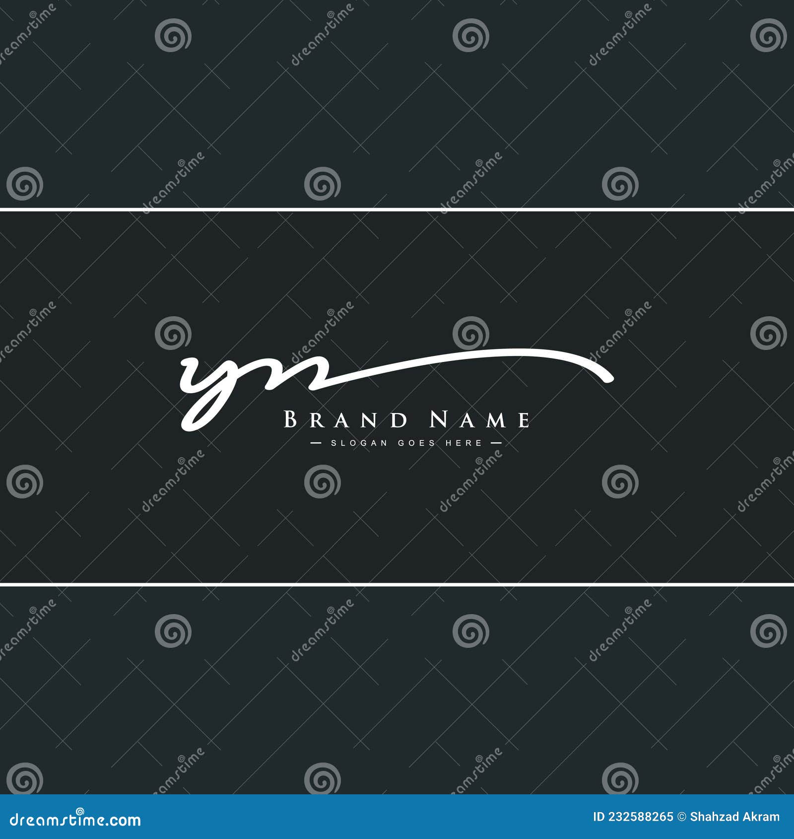 Initial Letter YN Logo - Handwritten Signature Style Logo Stock Vector ...