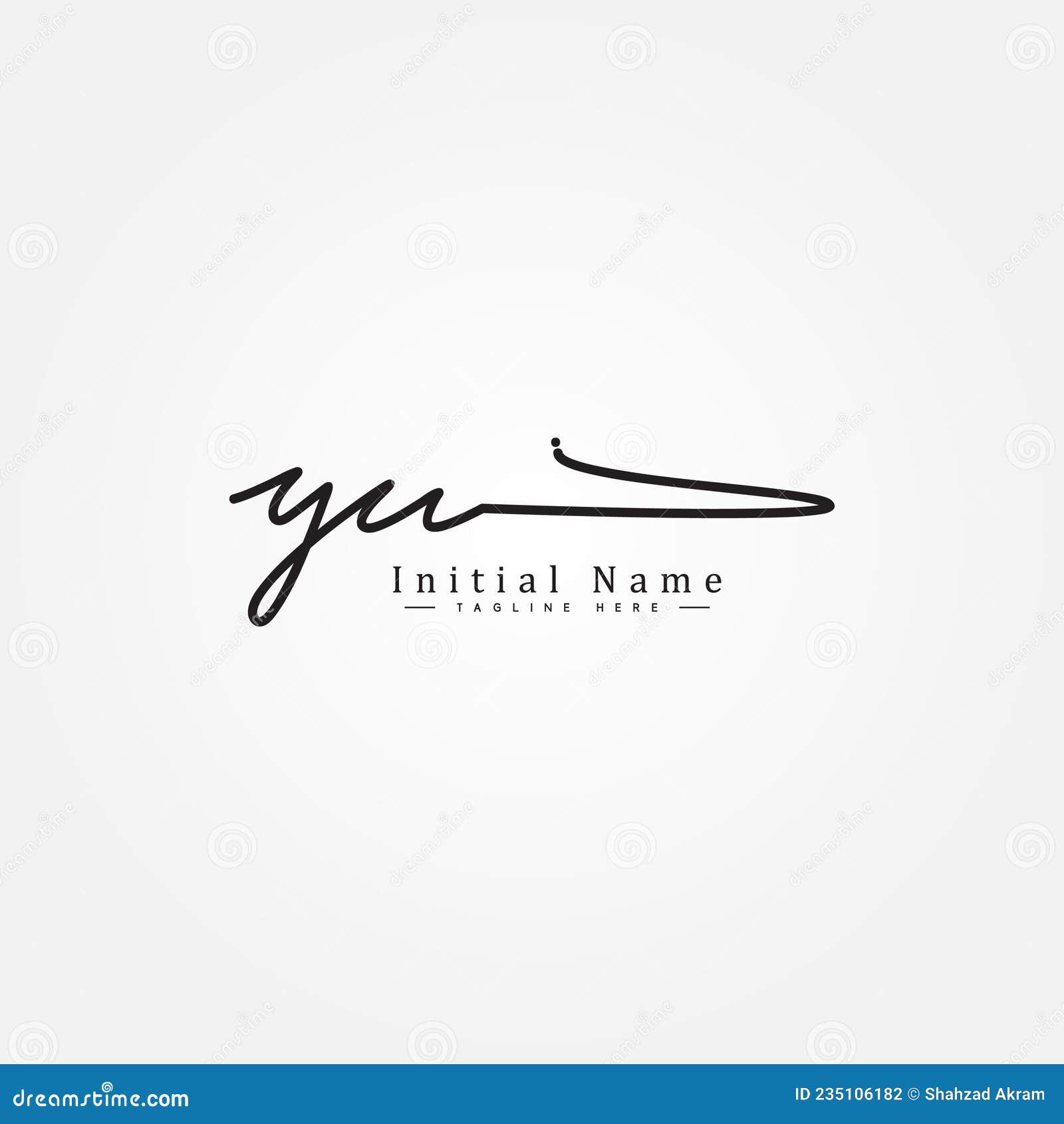 Initial Letter YU Logo - Handwritten Signature Style Logo Stock Vector ...
