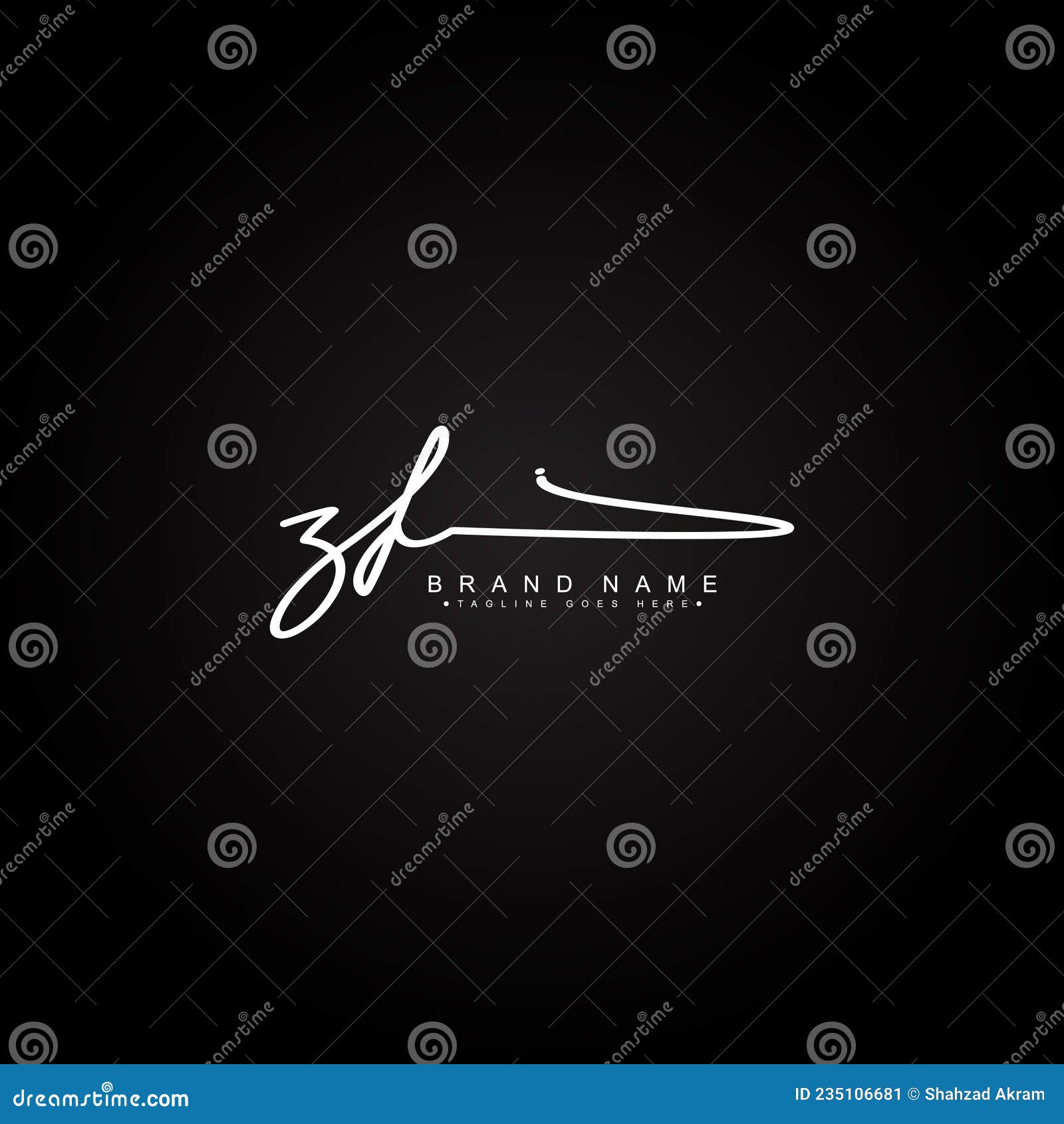 Initial Letter ZF Logo - Hand Drawn Signature Logo Stock Vector ...