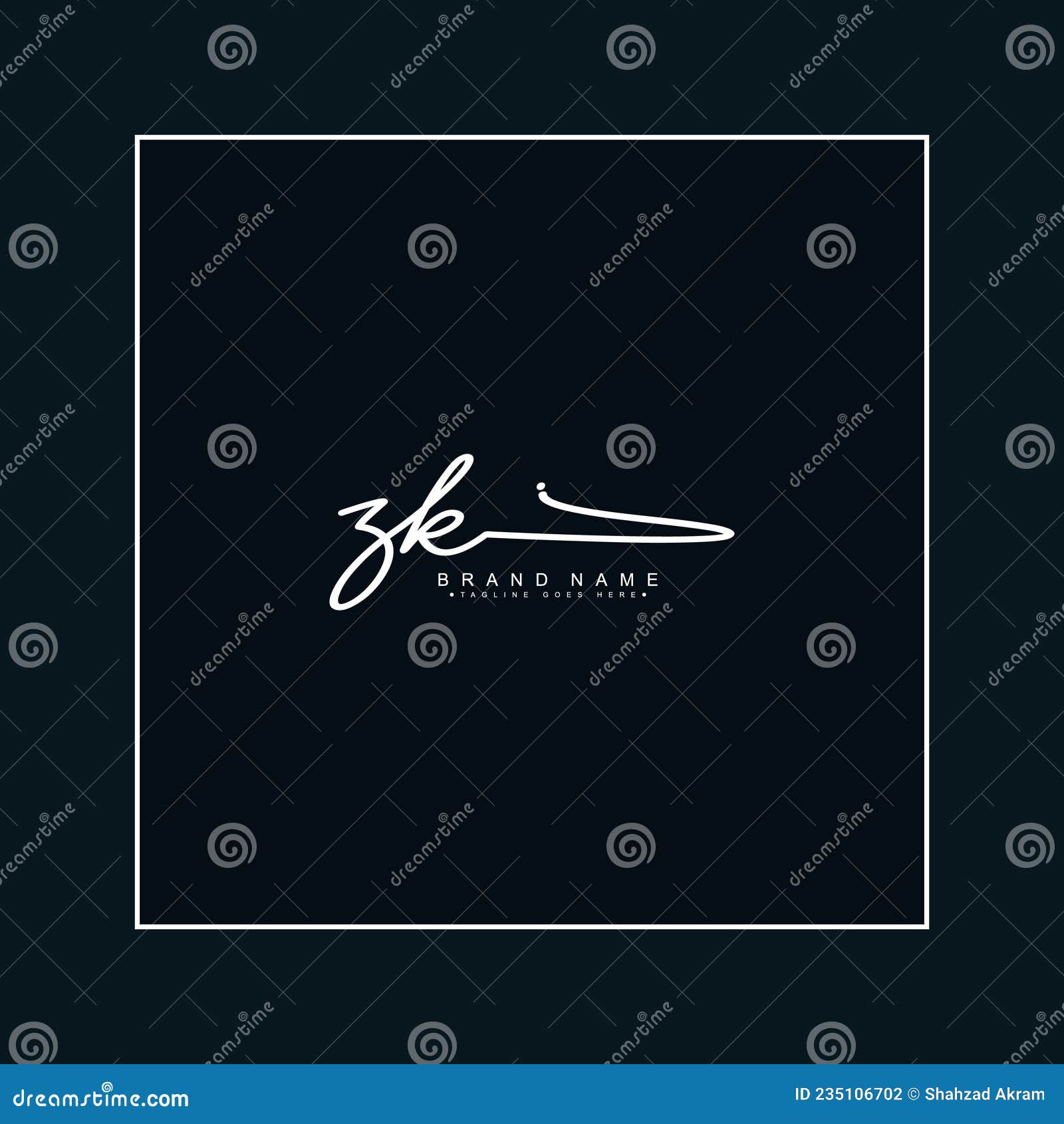 Initial Letter ZK Logo - Hand Drawn Signature Logo Stock Vector ...