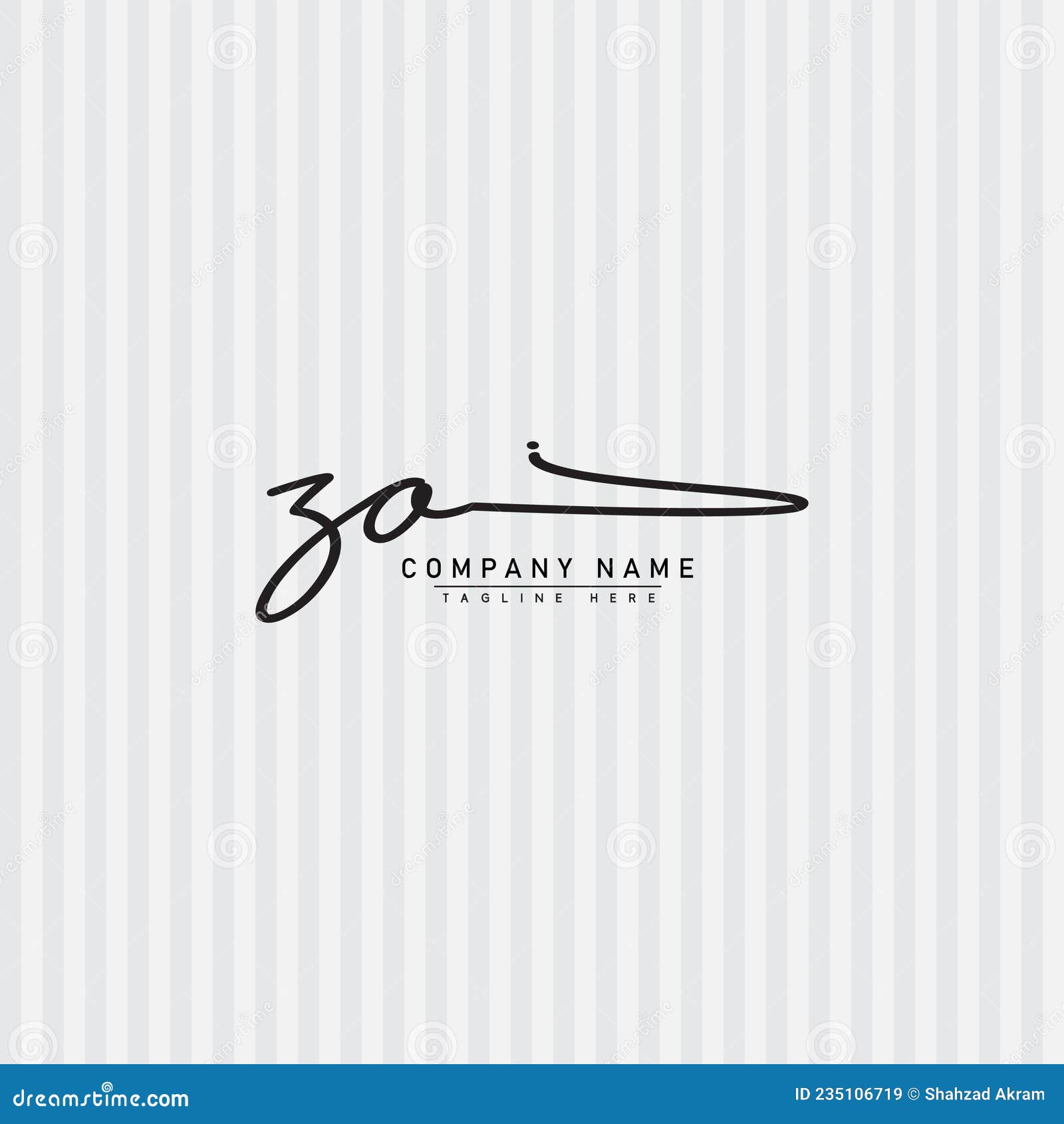 Initial Letter ZO Logo - Handwritten Signature Logo Stock Vector - Illustration of simple ...