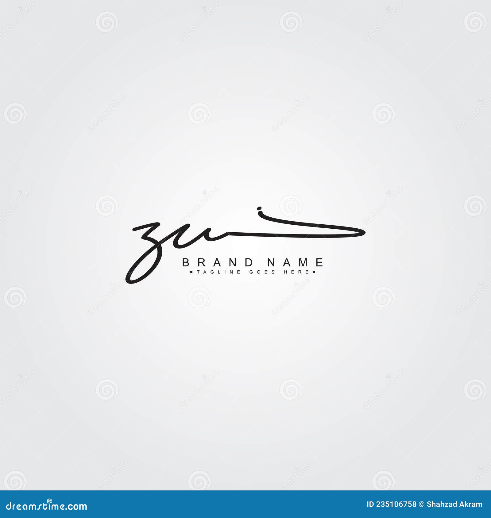 Initial Letter ZU Logo - Hand Drawn Signature Logo Stock Vector ...