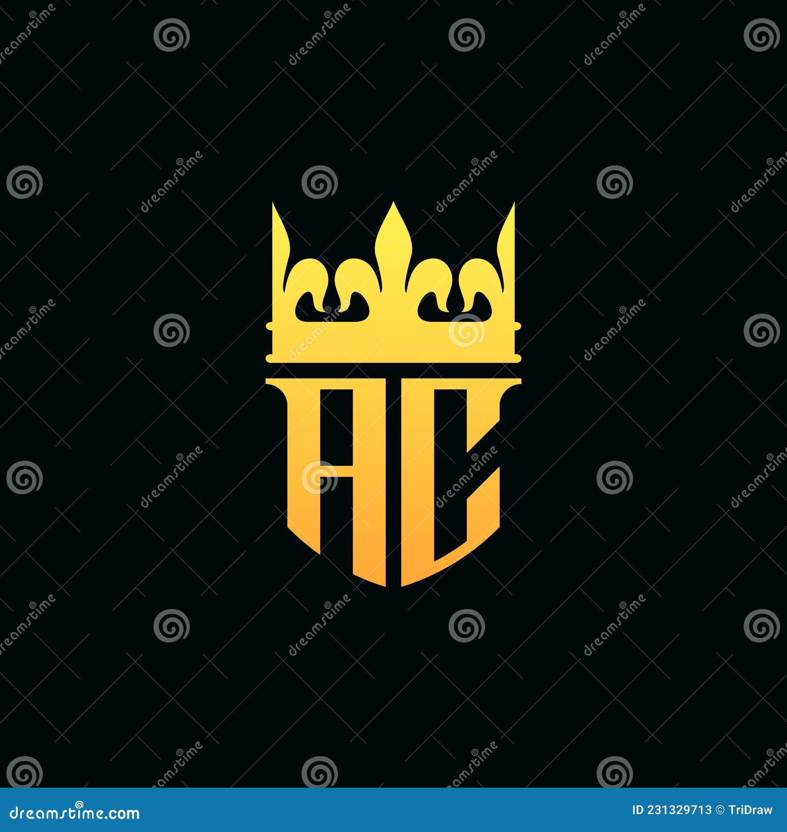 Initial Letters AC Logo Monogram Emblem Style with Crown Stock Vector ...